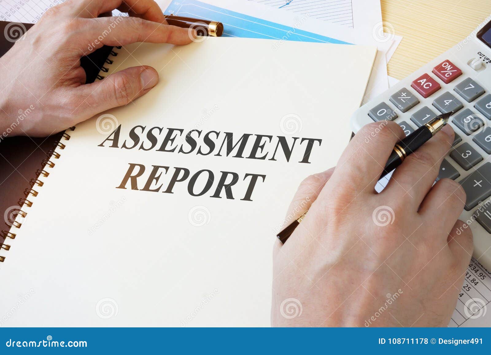Document with Title Assessment Report. Stock Photo - Image of office ...