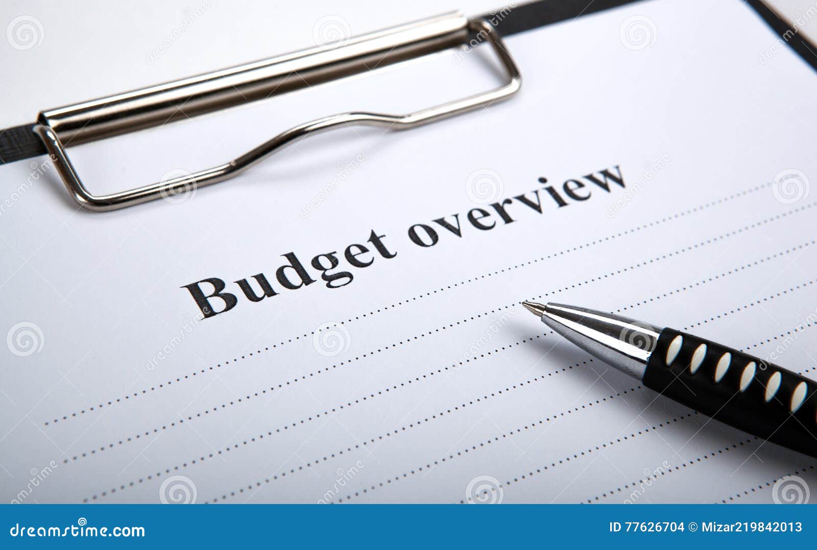 Document with Title Budget Overview and Pen Stock Photo - Image of ...