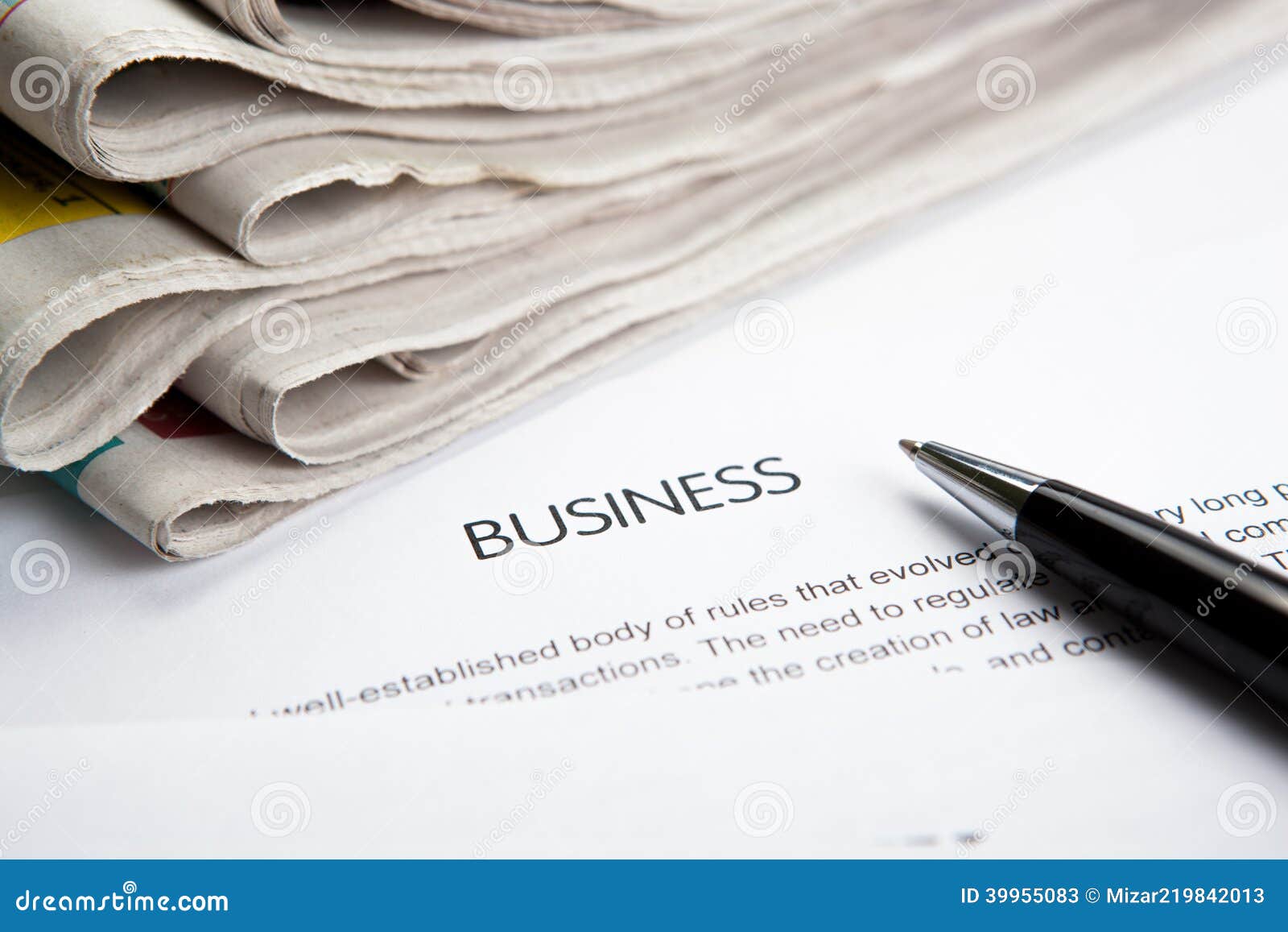 Document with the Title of Business Stock Image - Image of printed ...