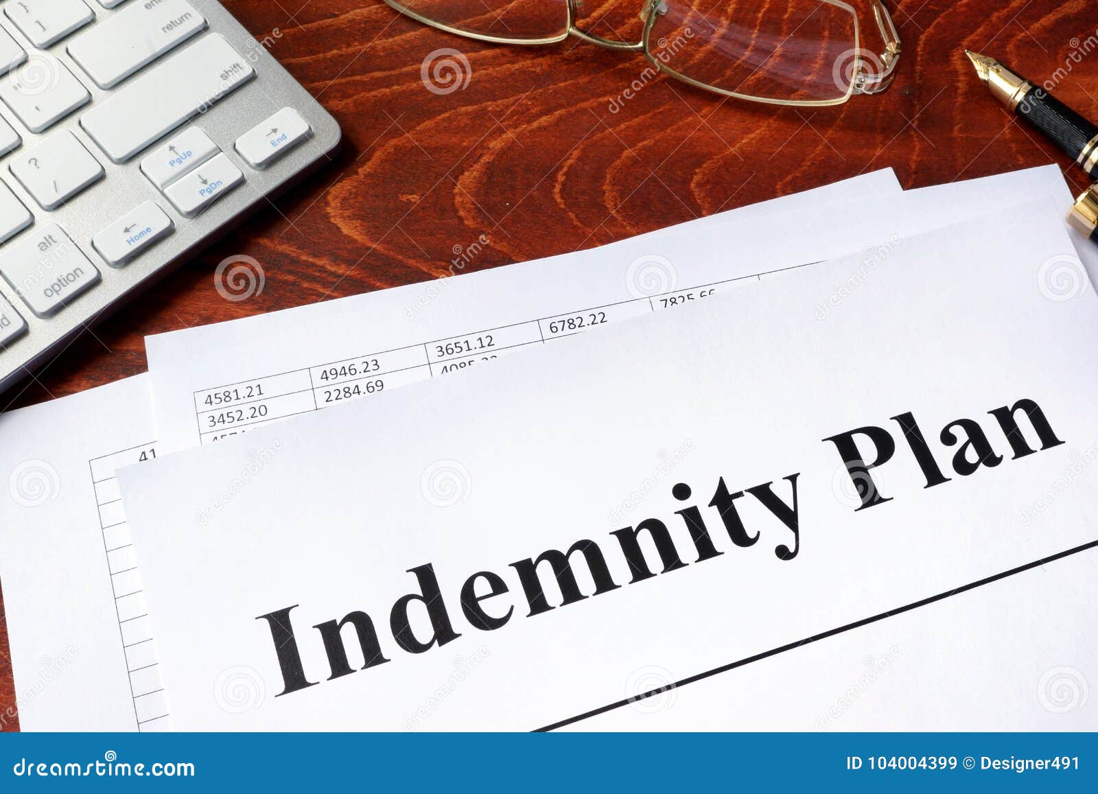 Document with Title Indemnity Plan on a Table. Stock Image - Image of ...