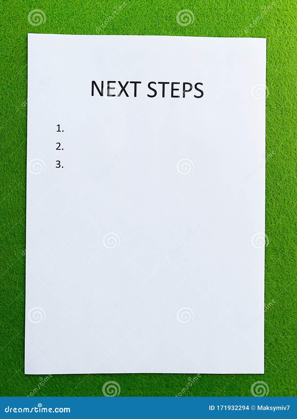 Document with Title Next Step, Top View Stock Photo - Image of forward ...