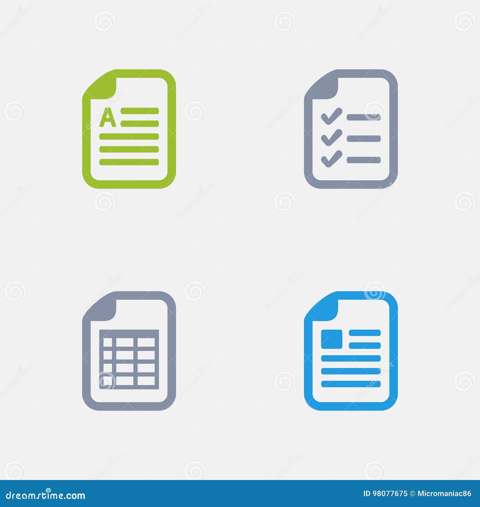 Document Types - Granite Icons Stock Vector - Illustration of font ...