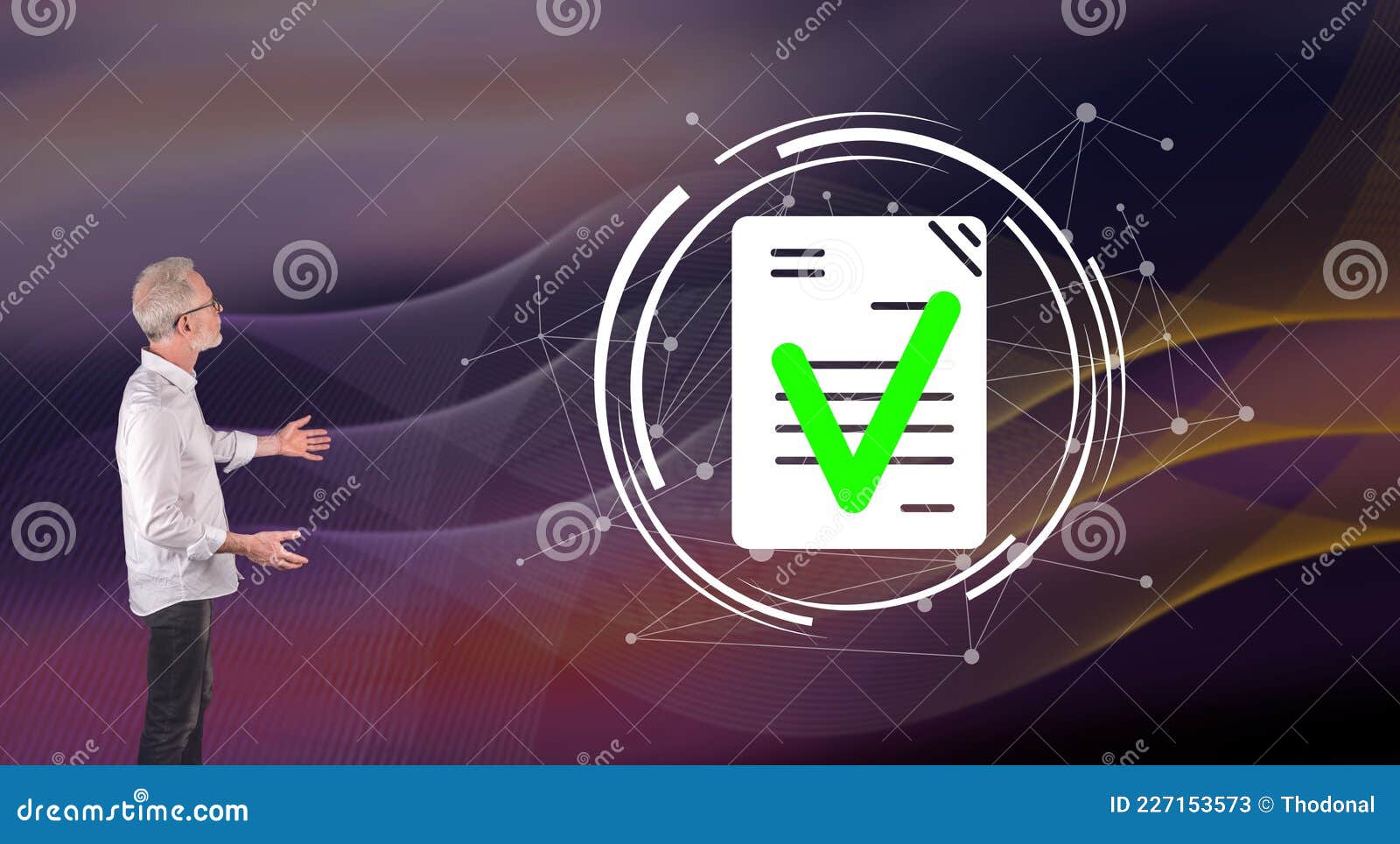 A Document Validation Concept Explained by a Businessman on a Wall ...