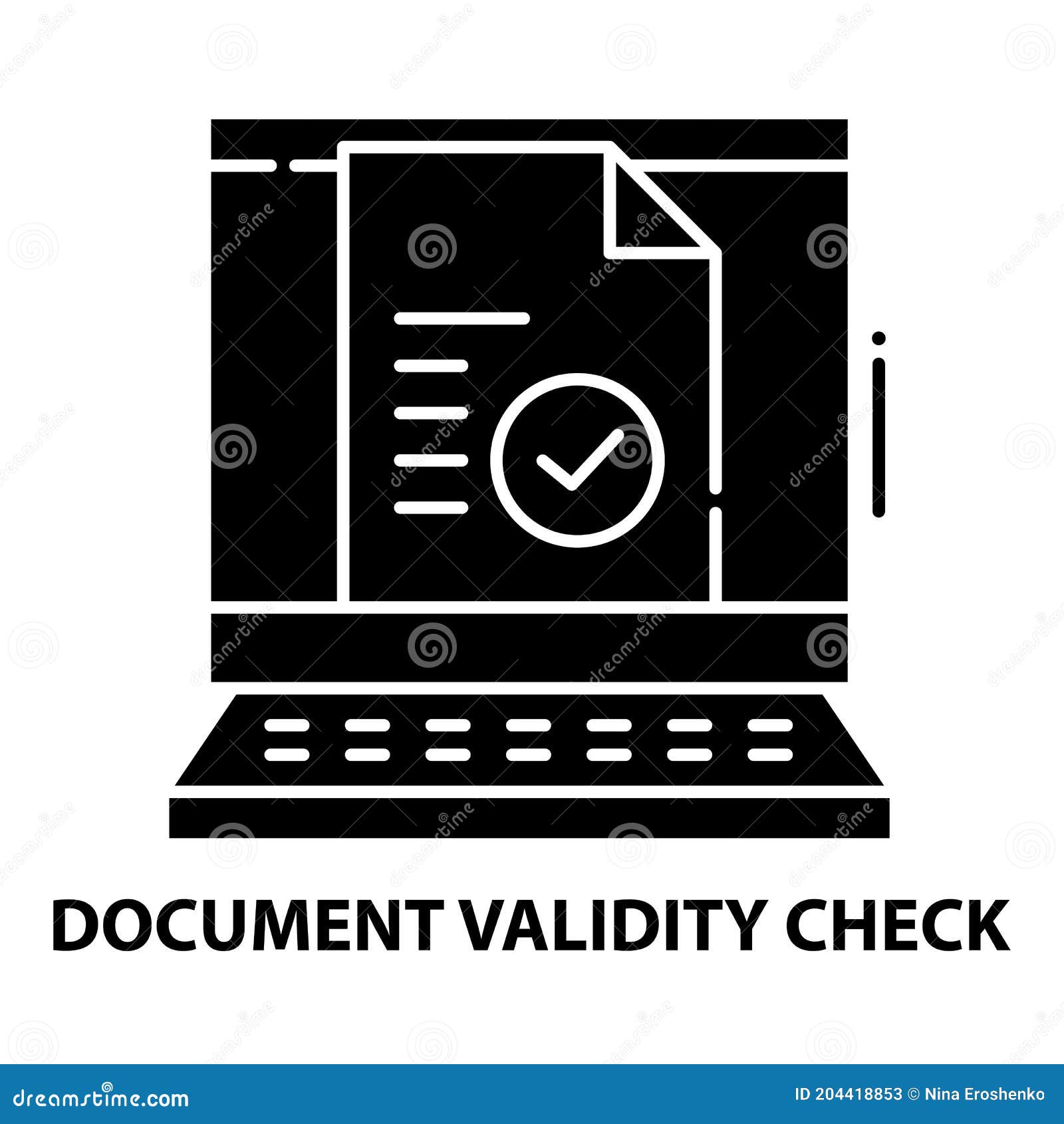 Document Validity Check Icon, Black Vector Sign with Editable Strokes ...