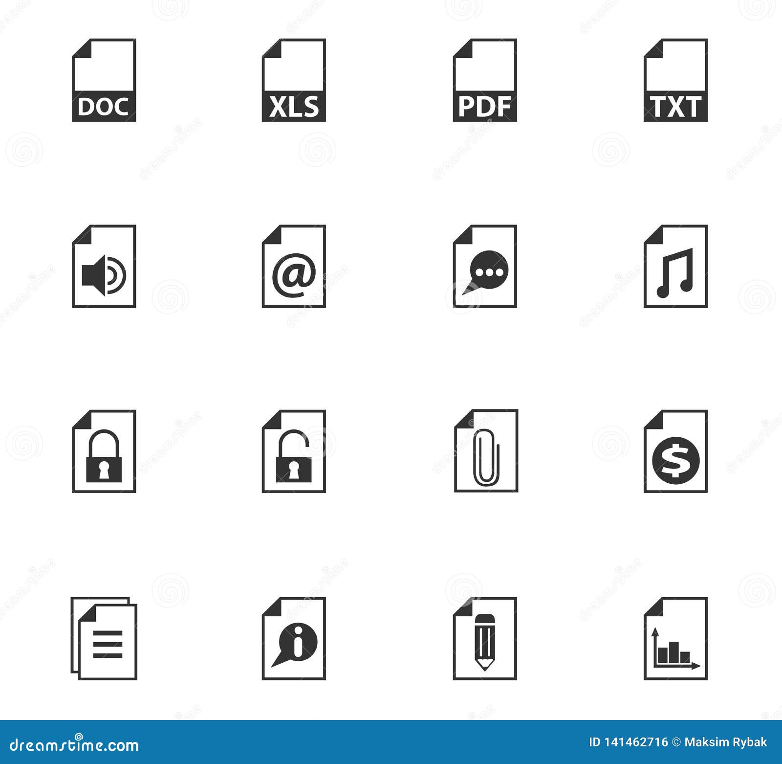 Document icon set stock illustration. Illustration of vector - 141462716