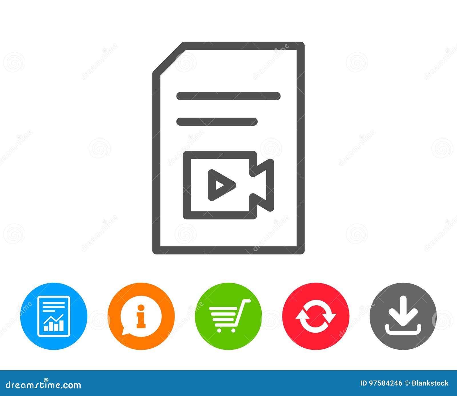 Document with Video Line Icon. Vlog File Sign. Stock Vector ...