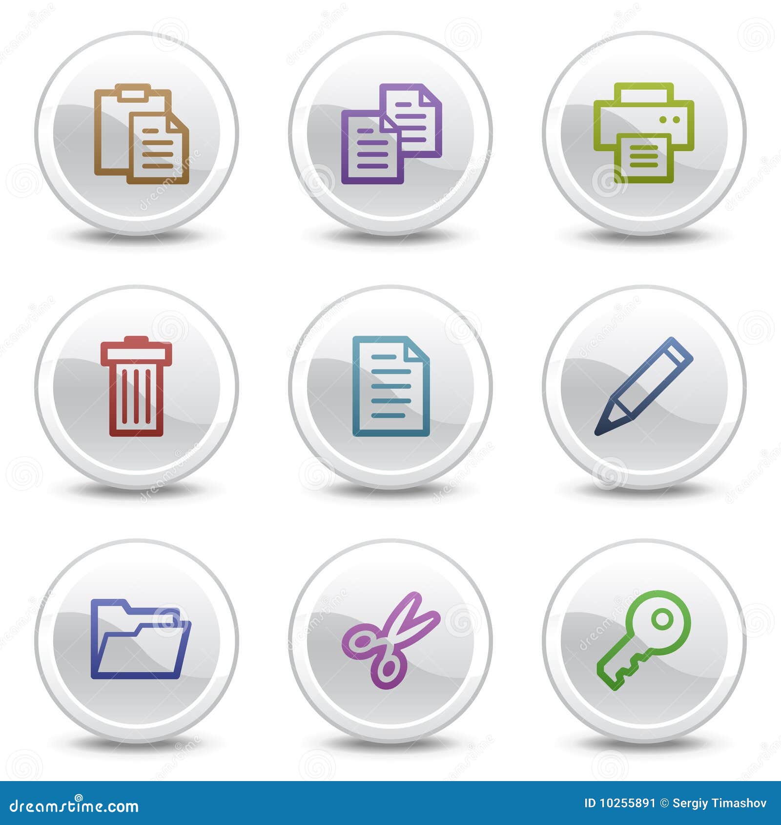 Document Web Colour Icons, White Circle Buttons Stock Vector ...