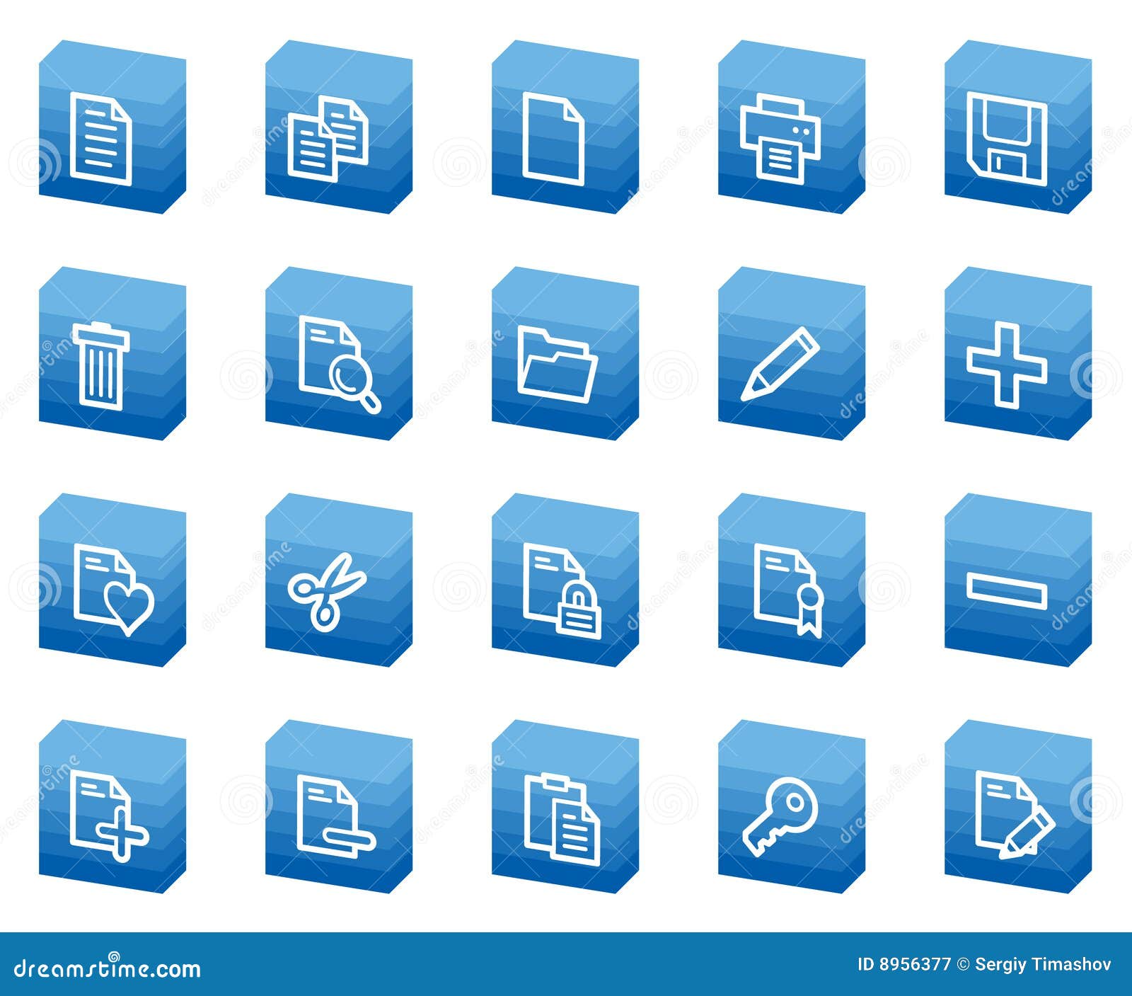 Document Web Icons, Blue Box Series Stock Vector - Illustration of ...