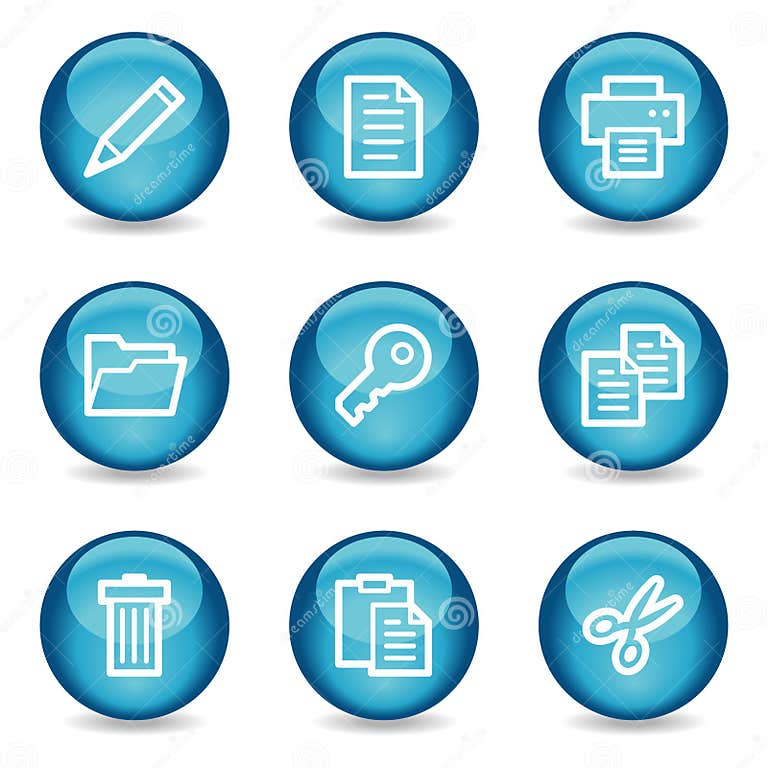 Document Web Icons, Blue Glossy Sphere Series Stock Vector ...