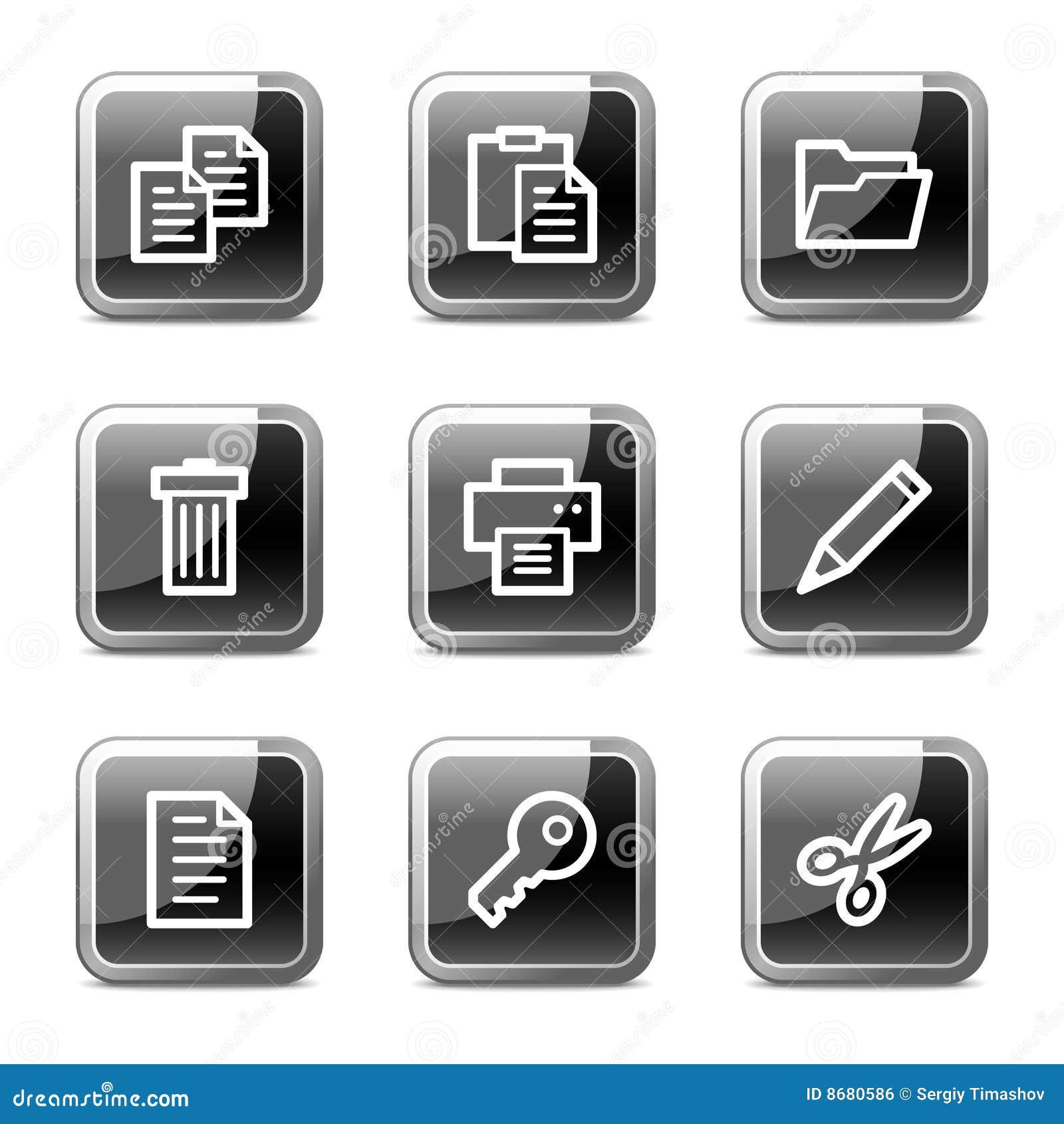 Document Web Icons, Glossy Buttons Series Stock Vector - Illustration ...