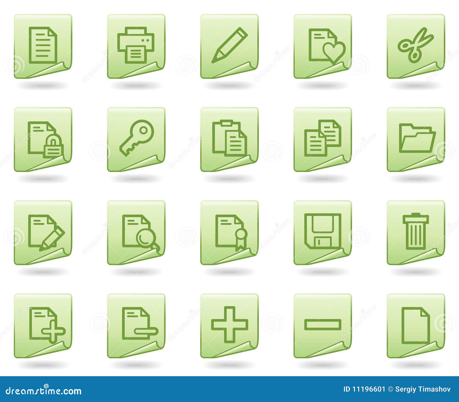 Document Web Icons, Green Document Series Stock Vector - Illustration ...