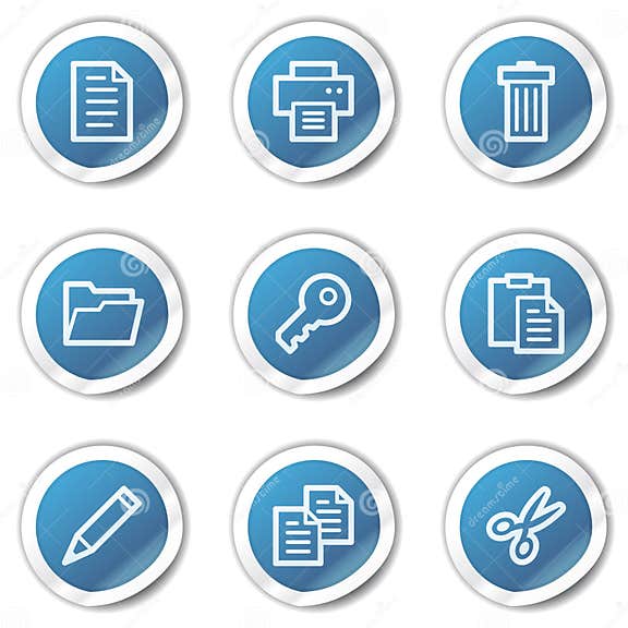 Document Web Icons Set 1, Blue Sticker Series Stock Vector ...