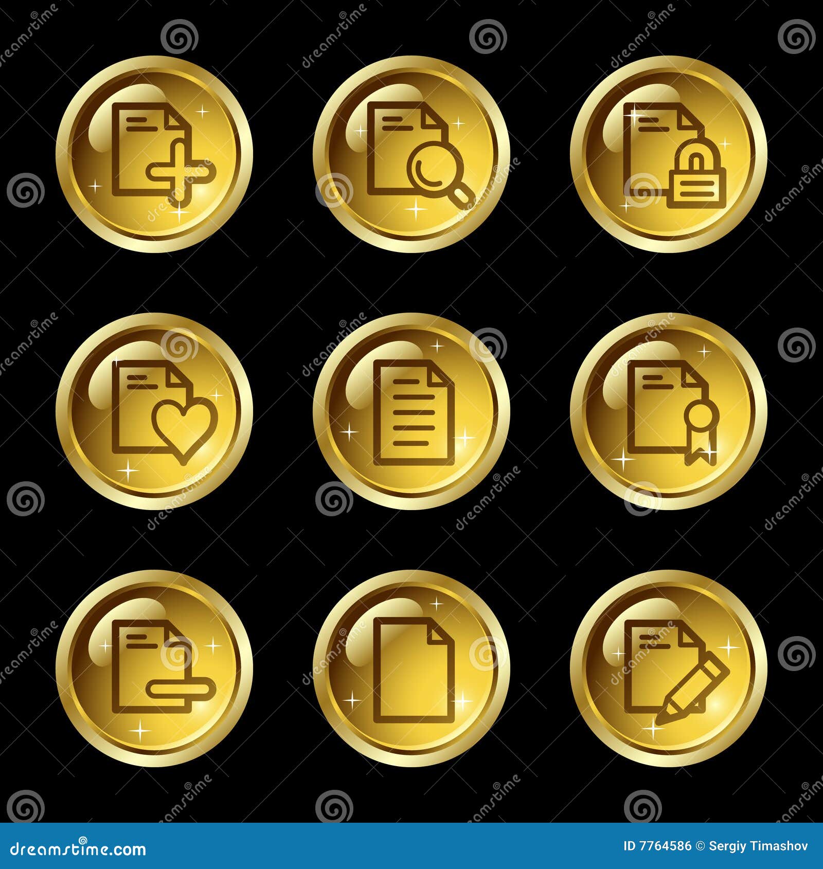Document web icons set 2 stock vector. Illustration of lock - 7764586