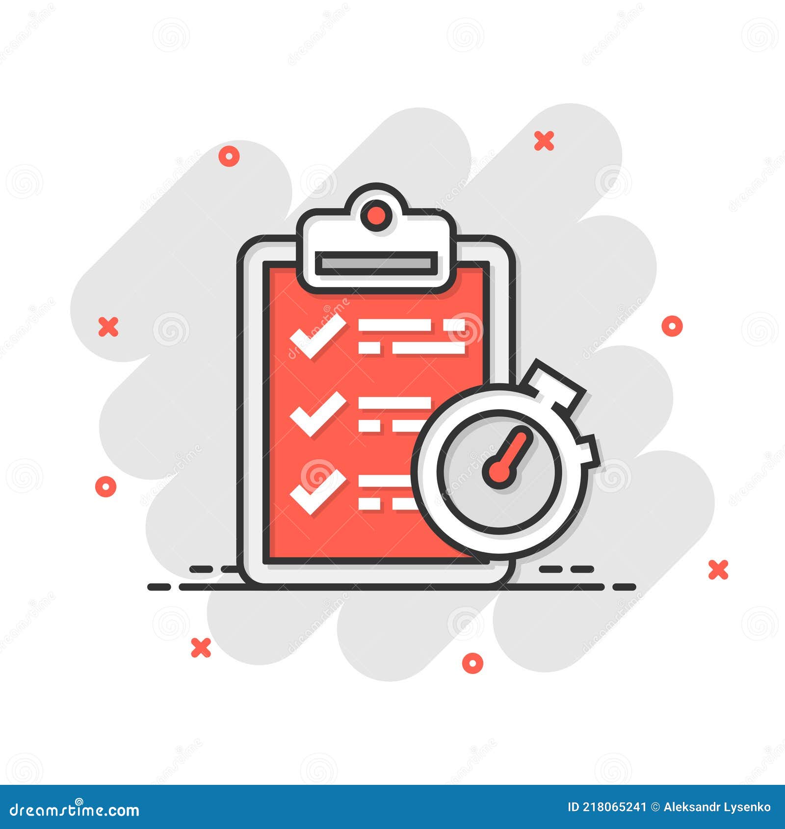 Document Witch Clock Icon In Comic Style. Checklist Survey Cartoon ...