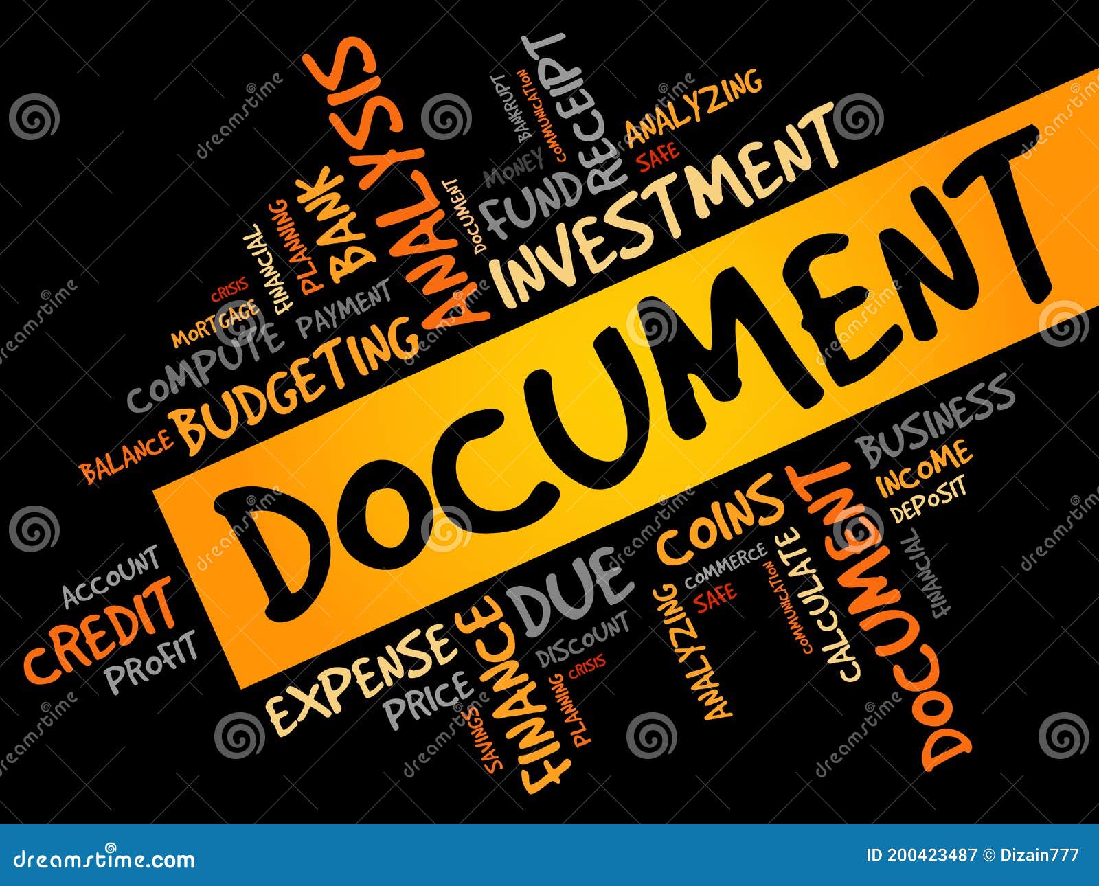 DOCUMENT word cloud stock illustration. Illustration of system - 200423487