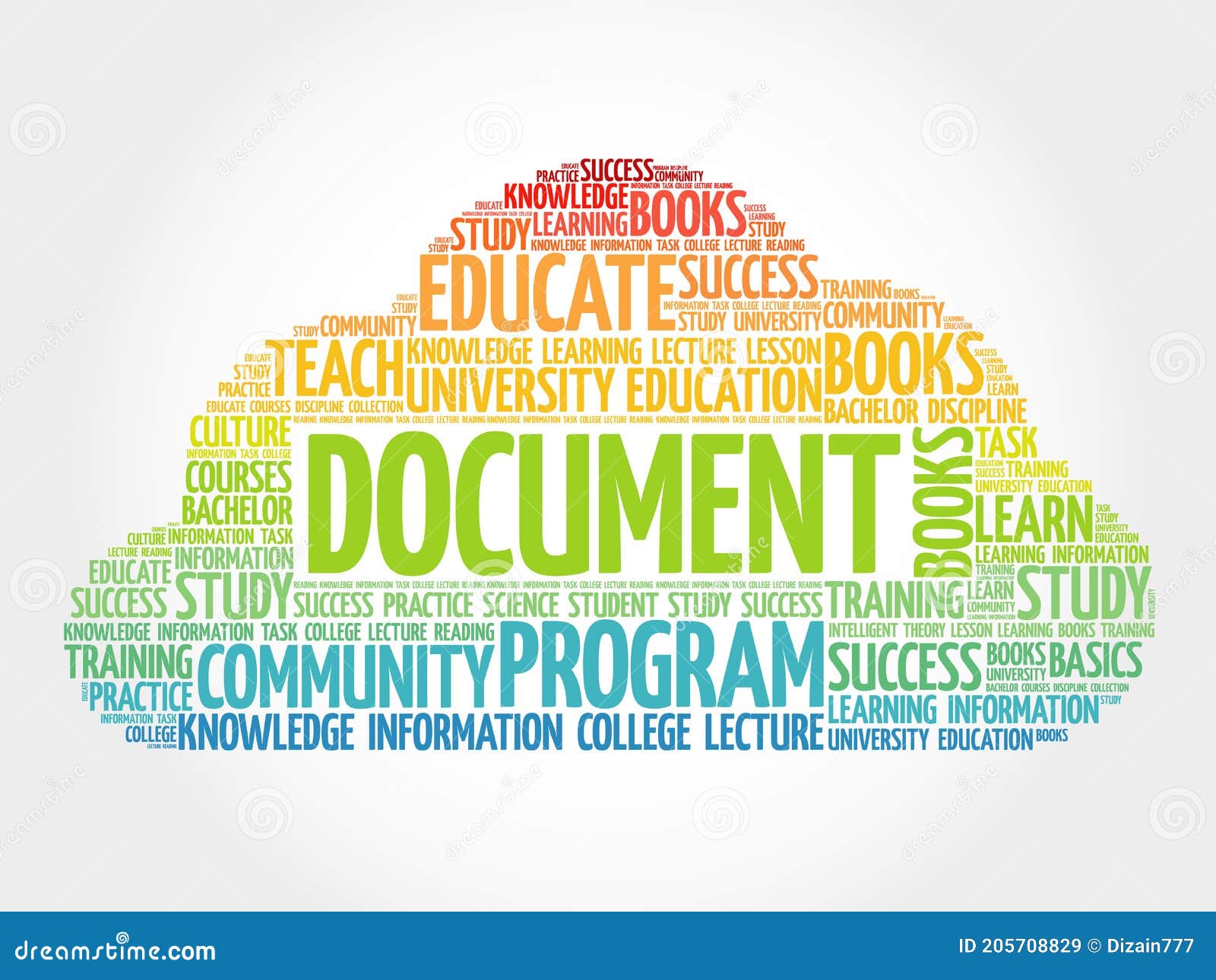 DOCUMENT word cloud stock illustration. Illustration of design - 205708829