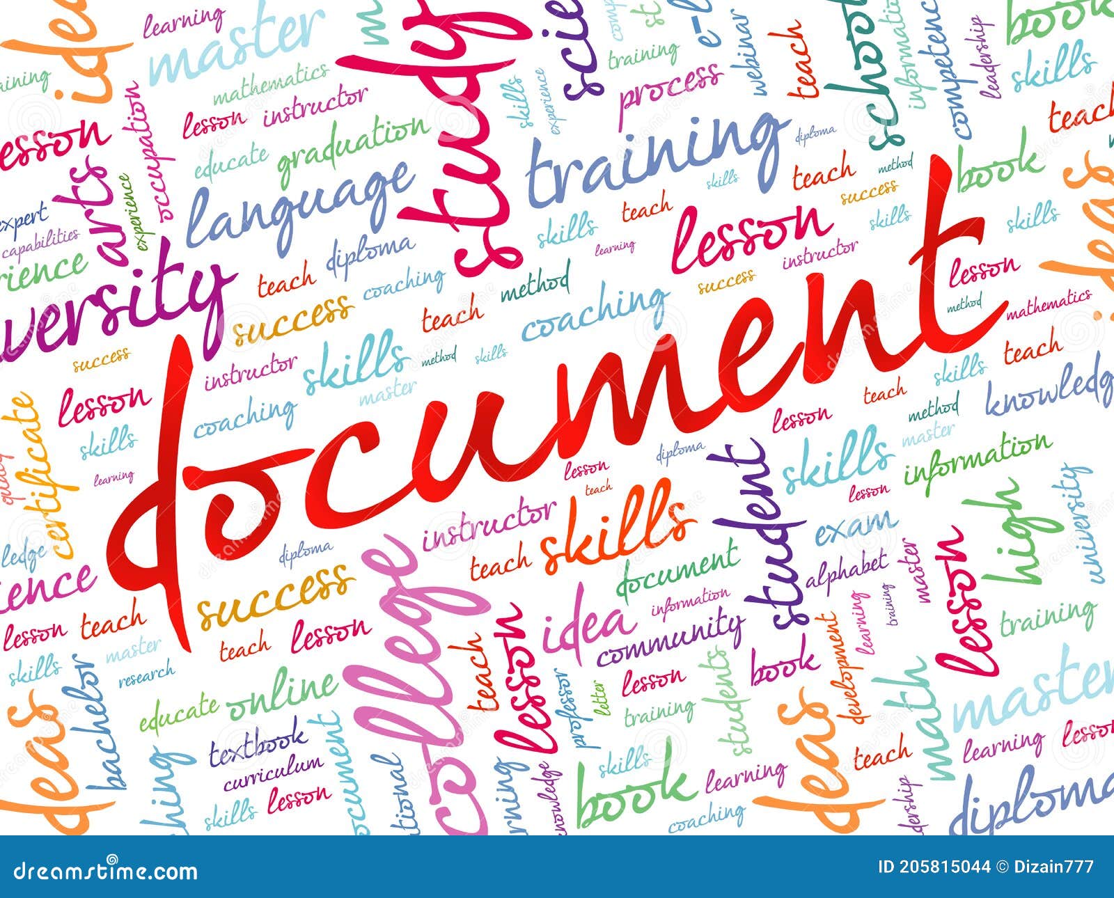 DOCUMENT word cloud stock illustration. Illustration of design - 205815044