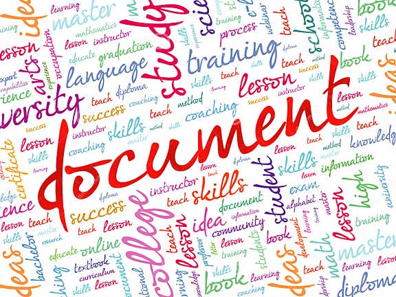 DOCUMENT word cloud stock illustration. Illustration of design - 205815044