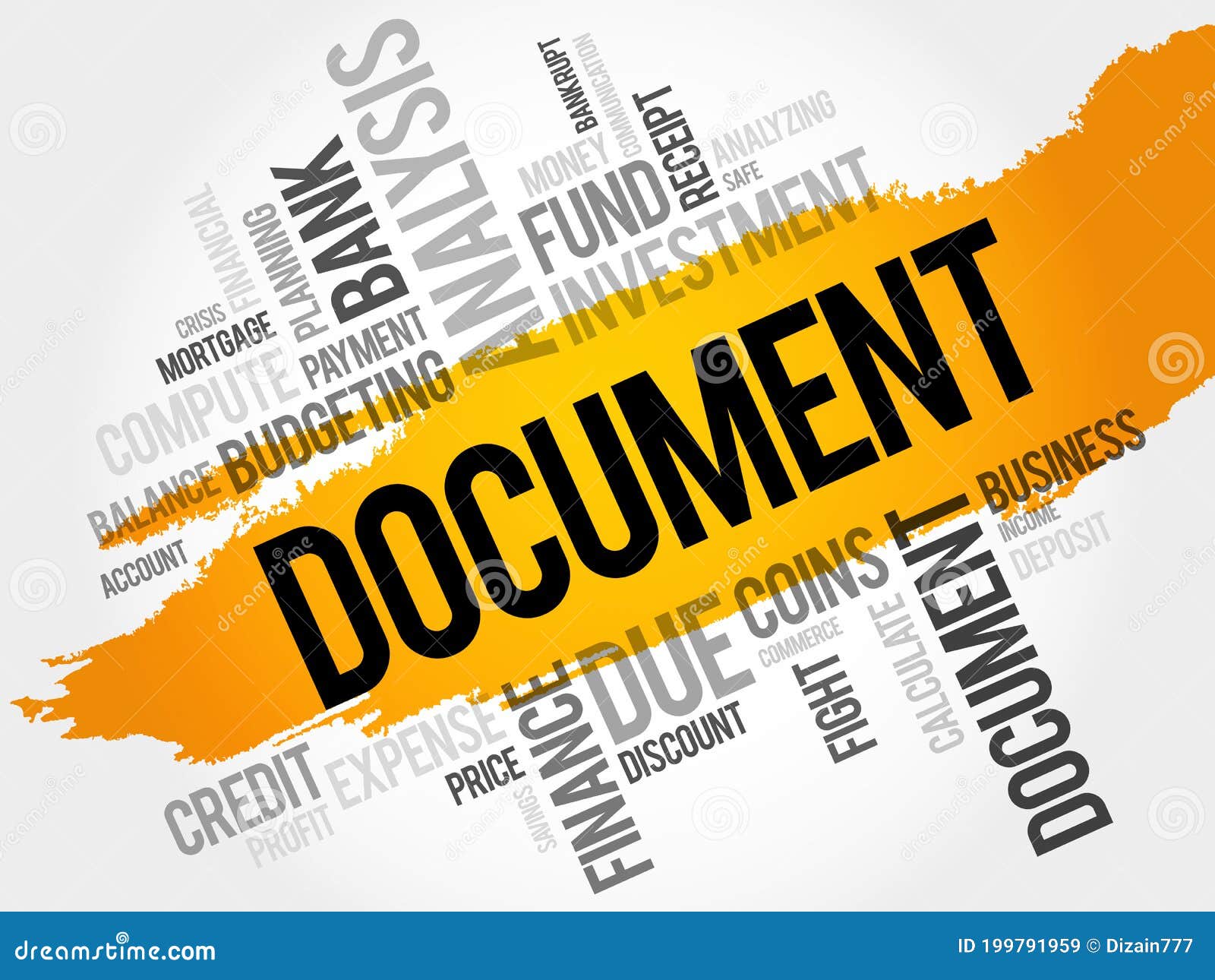 DOCUMENT word cloud stock illustration. Illustration of cloud - 199791959