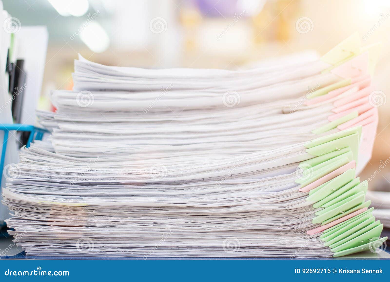 Document Work is Stacked on Many Tables. Stock Photo - Image of busy ...