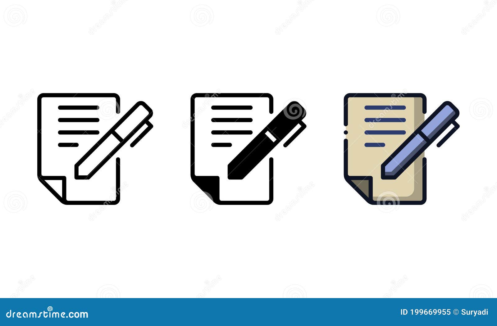 Document Writing Icon Represented with Pen and Paper Stock Vector ...