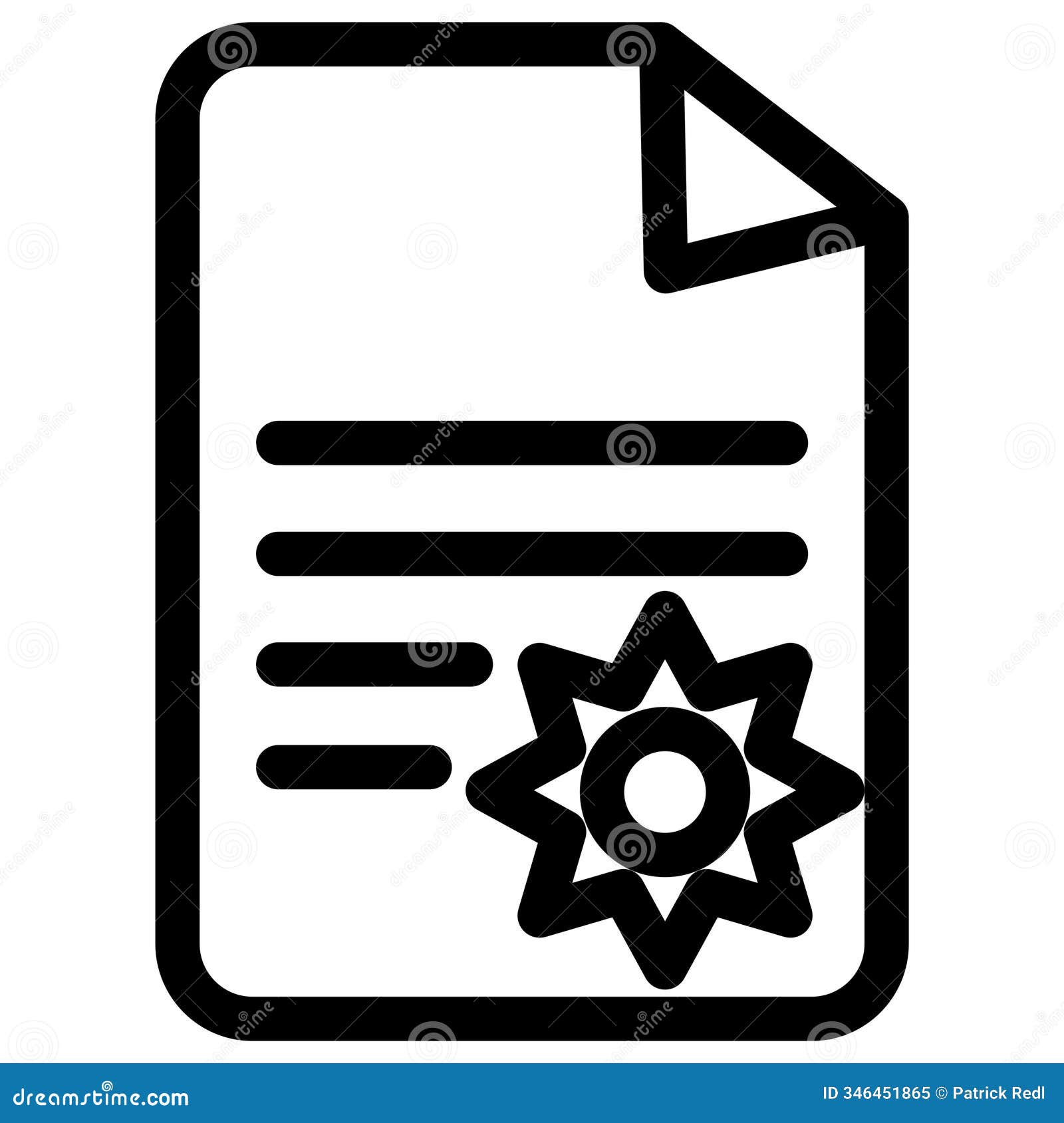Document with Written Text and Certificate Stamp Icon Symbol ...
