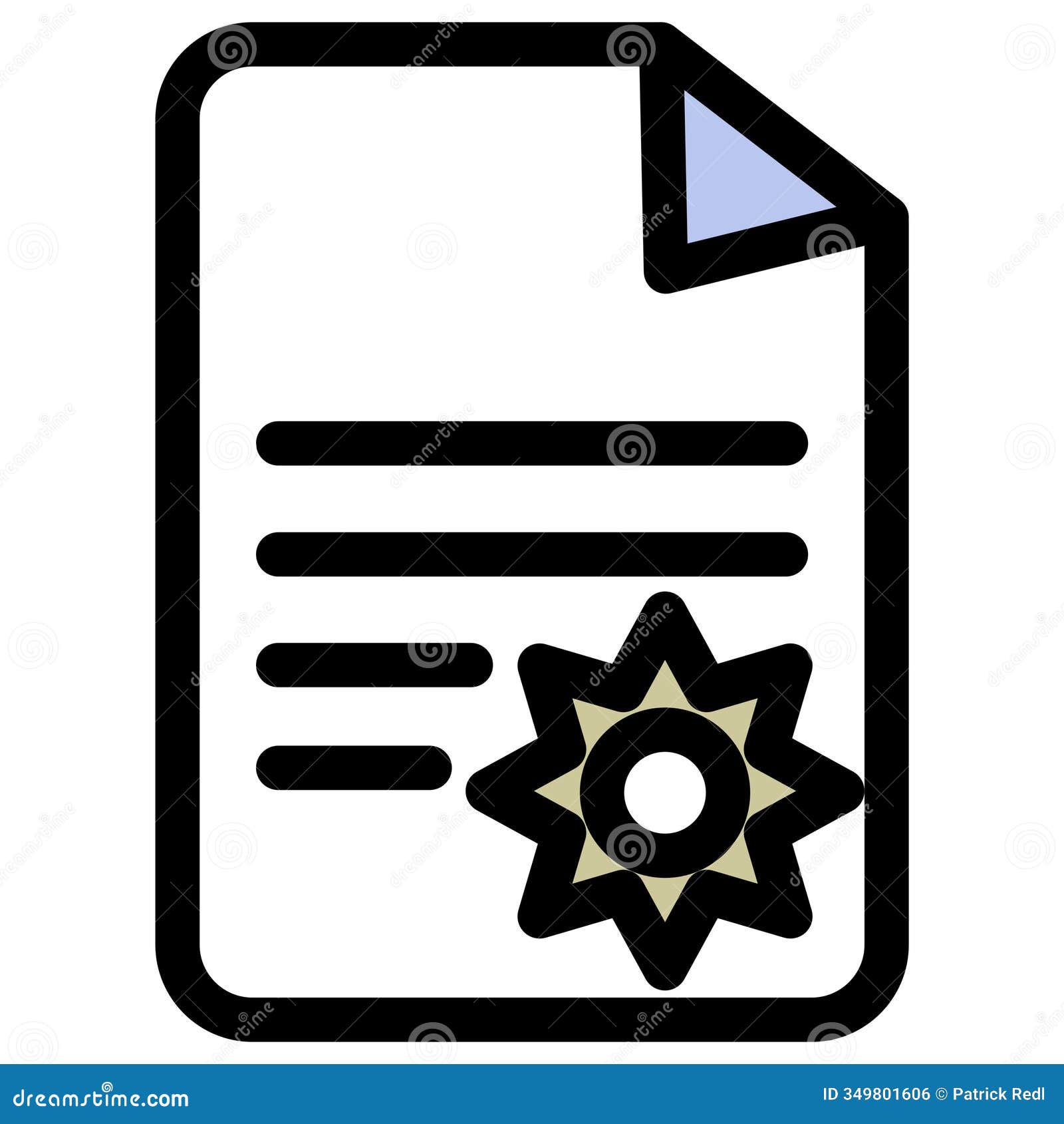 Document with Written Text and Certificate Stamp Icon Symbol ...