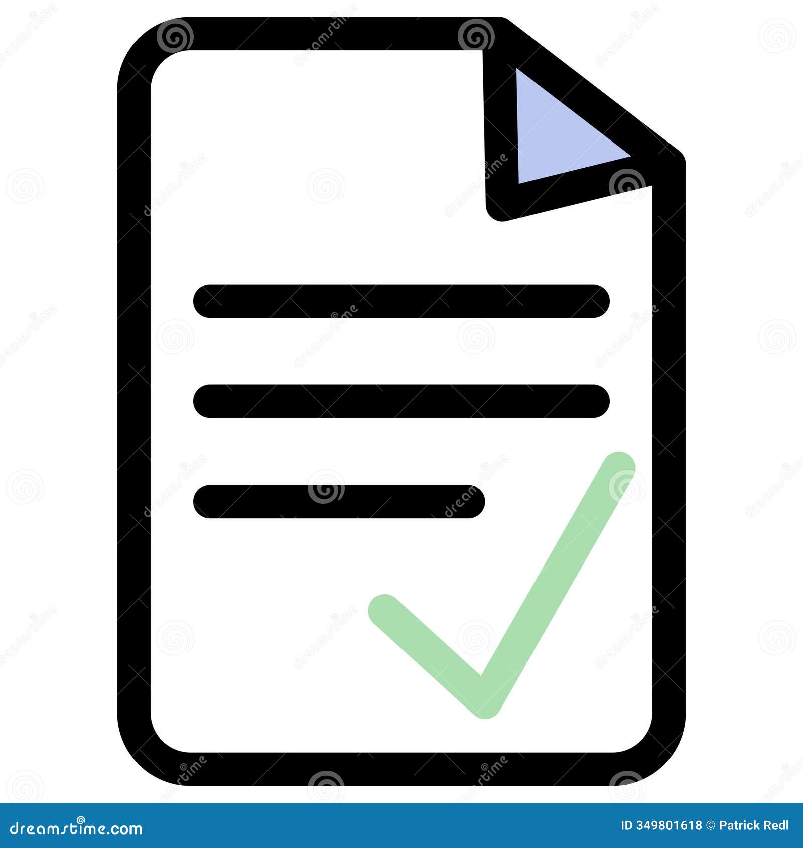 Document with Written Text and Confirmation Icon Symbol - Document with ...