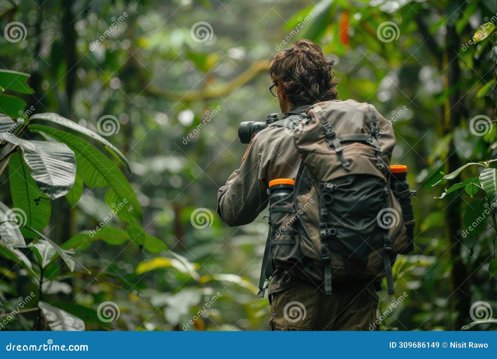 Documentarystyle Image of a Field Biologist Observing Wildlife in a ...