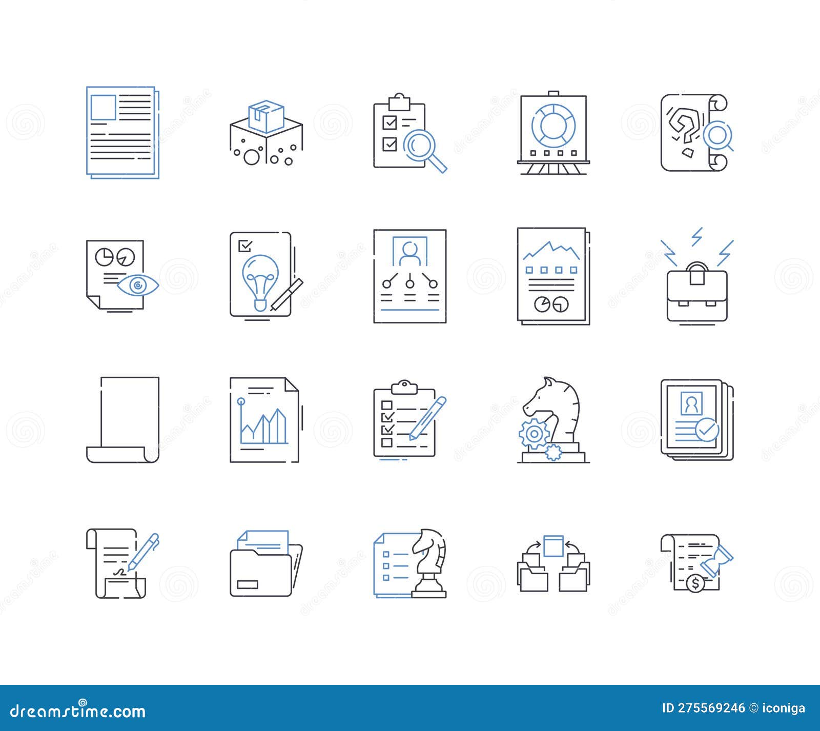 Documentation Handling Line Icons Collection Filing Archiving