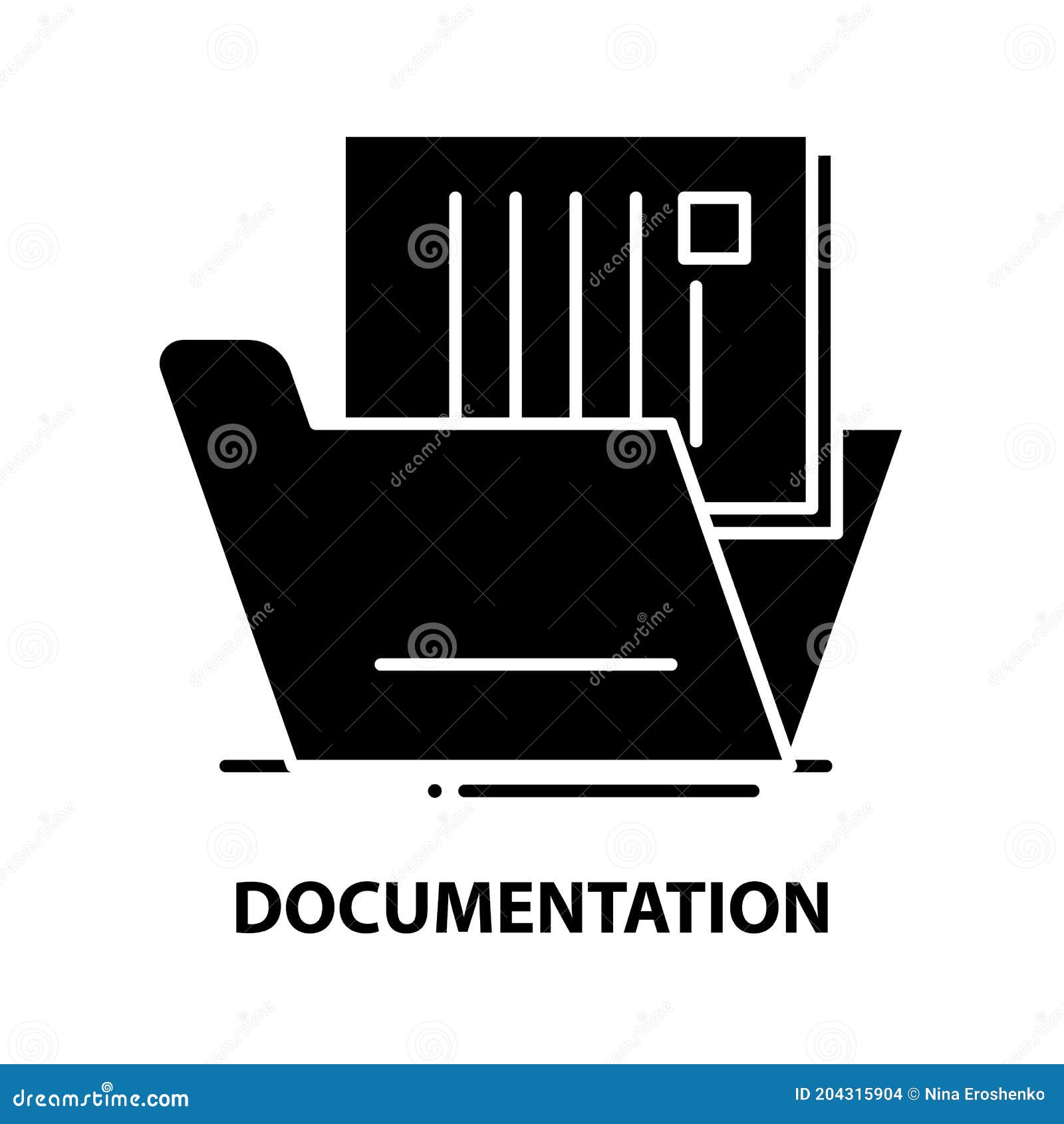 Documentation Symbol Icon, Black Vector Sign with Editable Strokes ...
