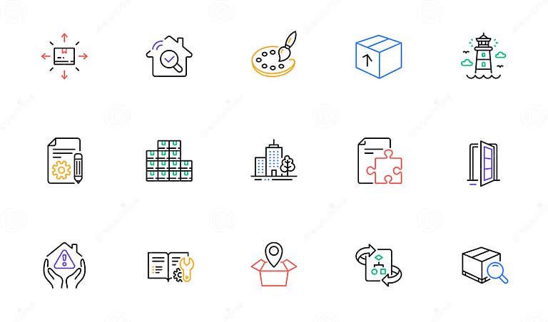 Documentation, Wholesale Inventory and Technical Algorithm Line Icons ...