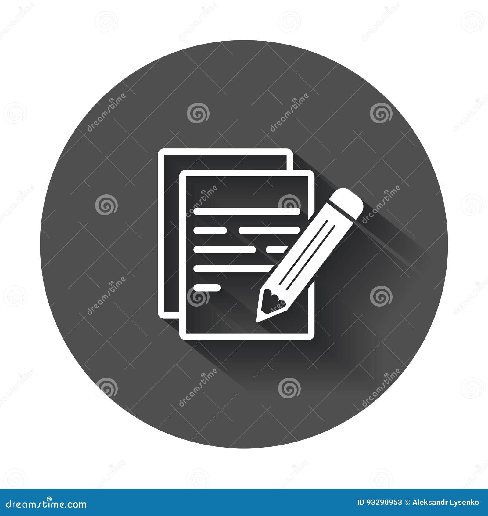 Documento Con L'icona Del Pittogramma Della Matita Illustrazione ...