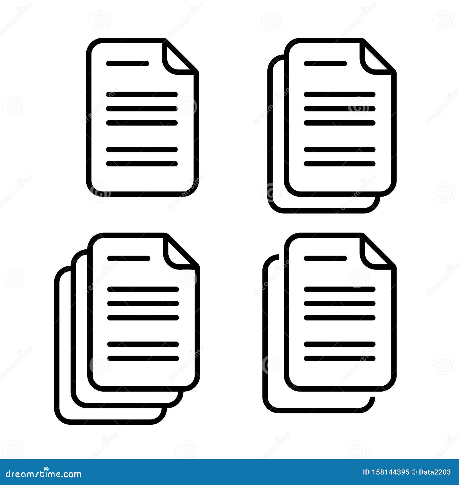 Documento. Conjunto De Iconos De Hojas De Papel Ilustración del Vector ...