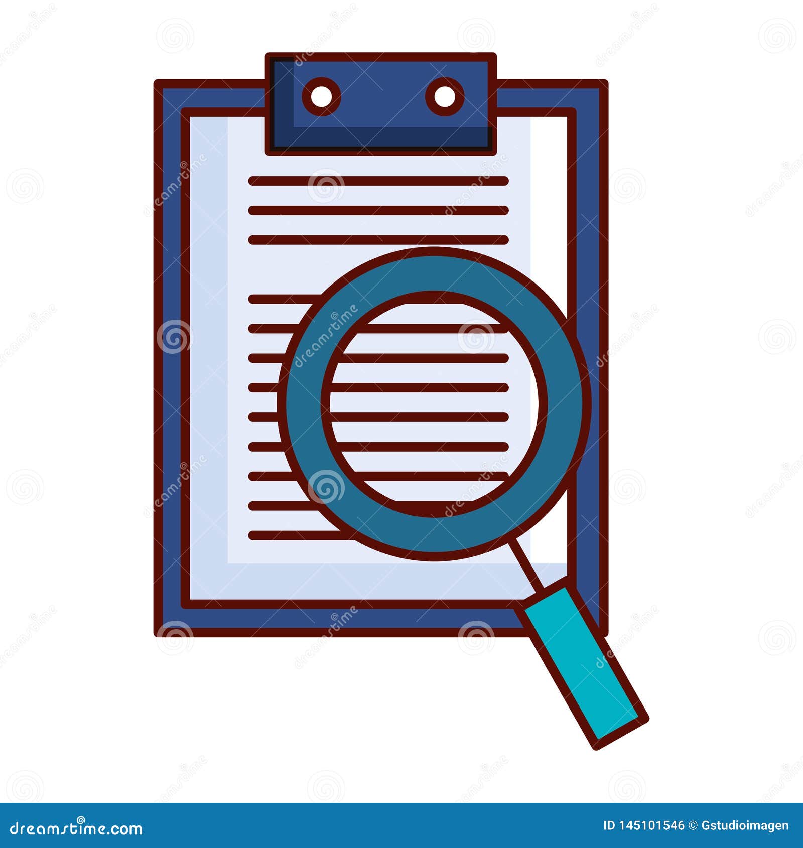 Documento Da Lista De Verifica??o Com Lupa Ilustração do Vetor ...