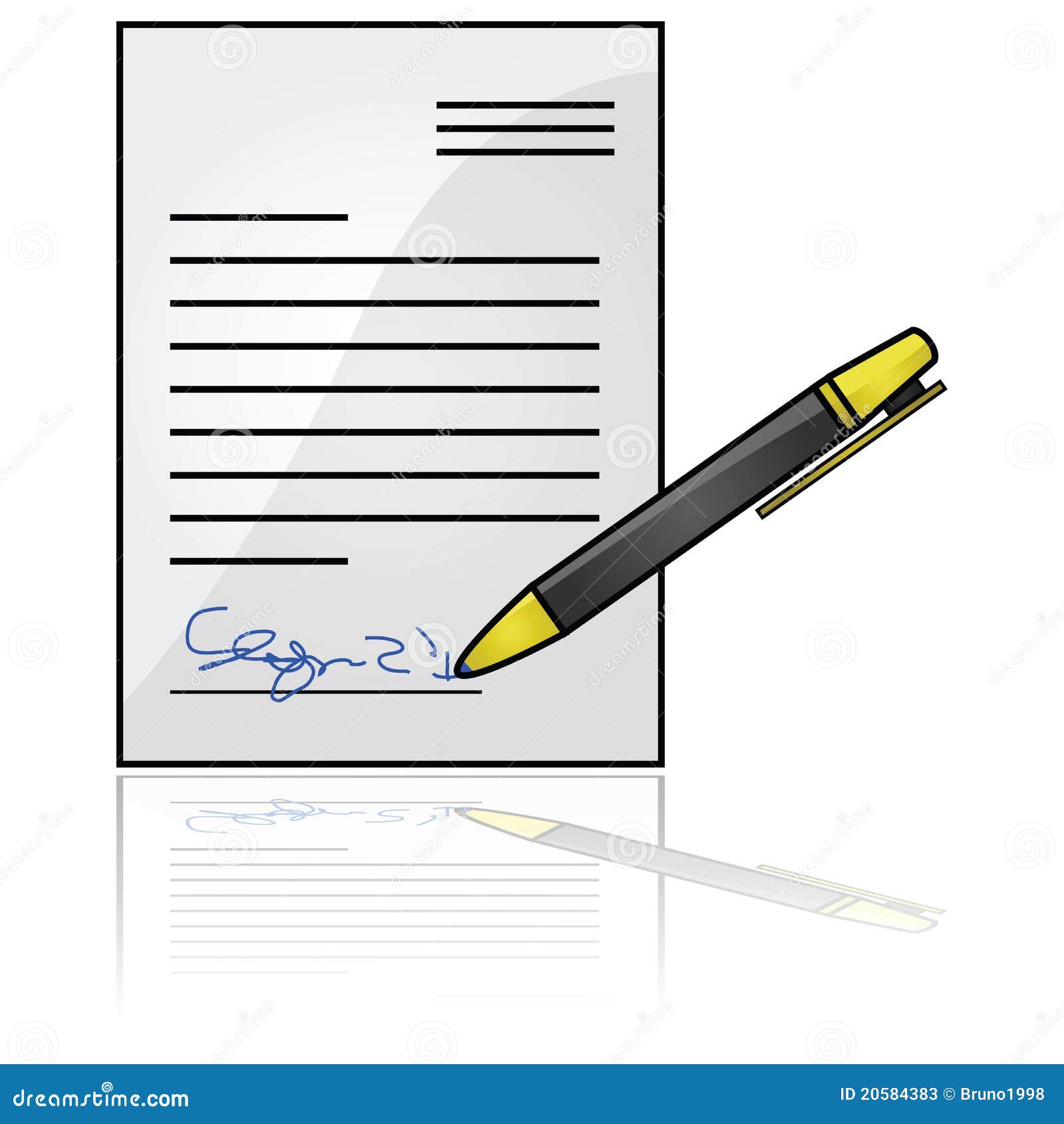 Documento firmado ilustración del vector. Ilustración de firma - 20584383