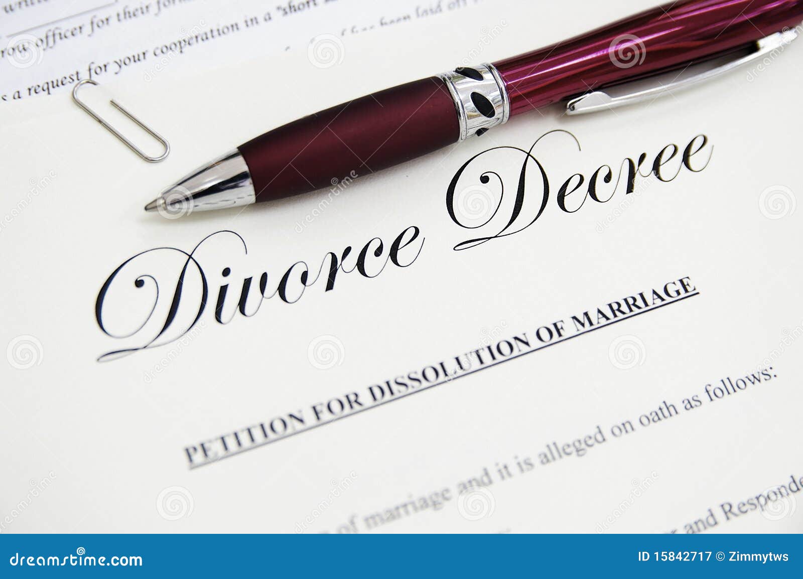 Documentos del divorcio imagen de archivo. Imagen de demande - 15842717