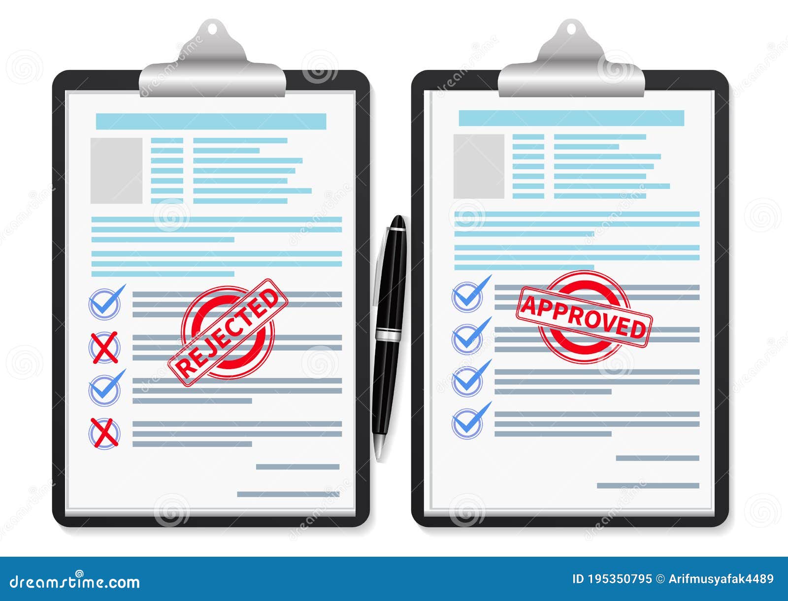 Documents with Approved Stamp and Rejected Stamp Stock Vector ...