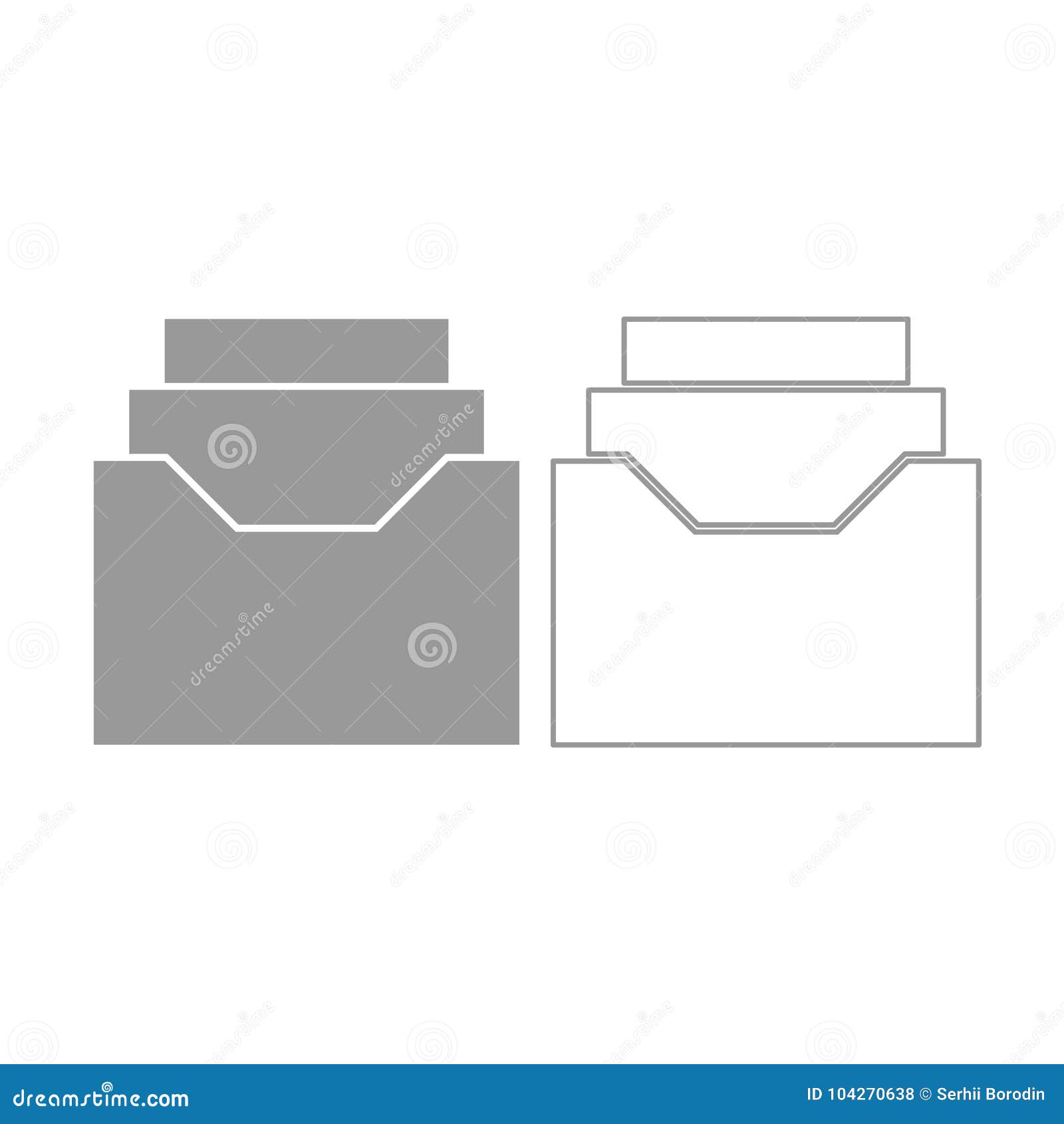 Documents Archieve or Drawer Icon. Grey Set . Stock Vector ...