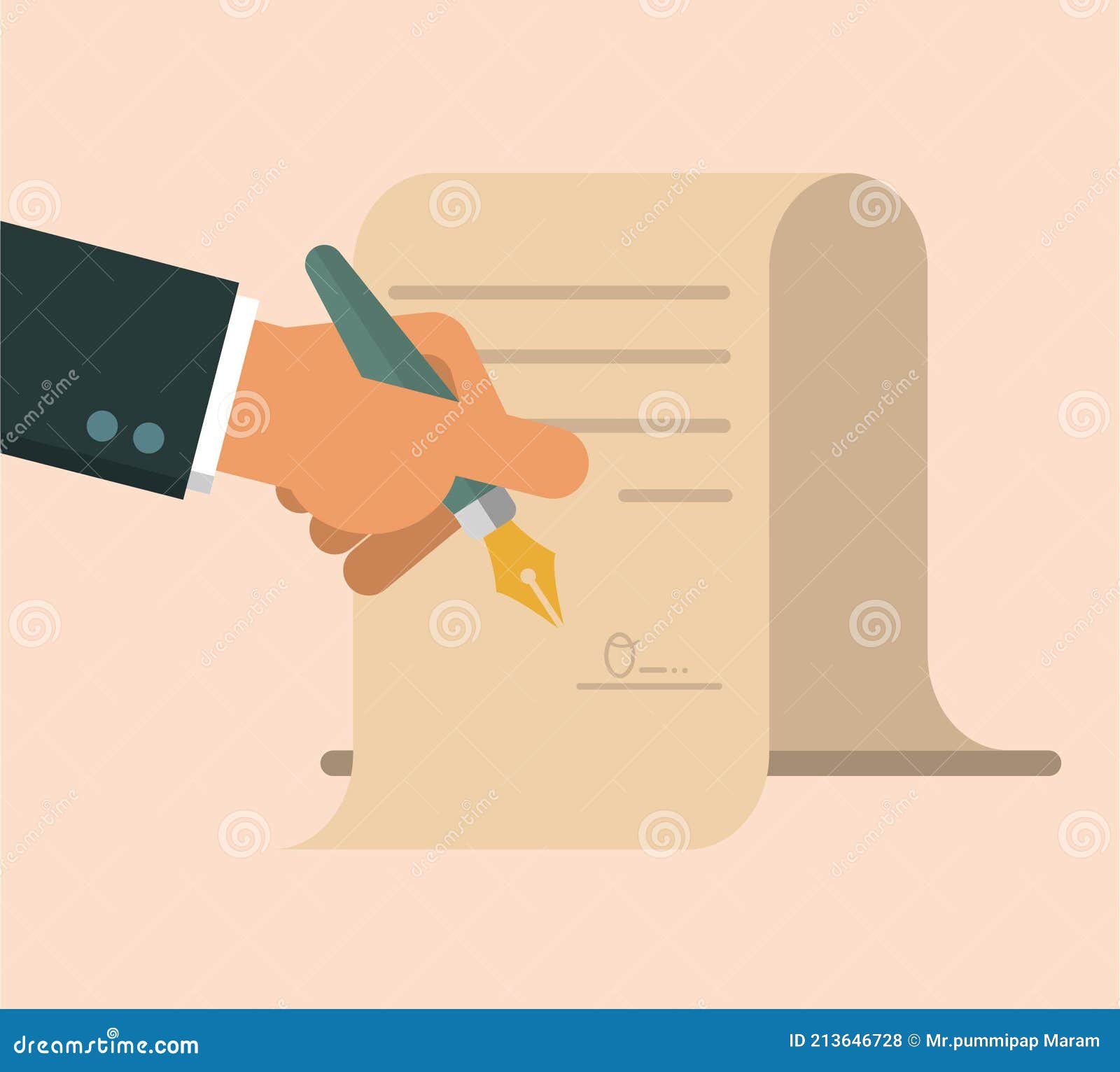 Documents Being Signed for Permission. Illustrations of Contract ...