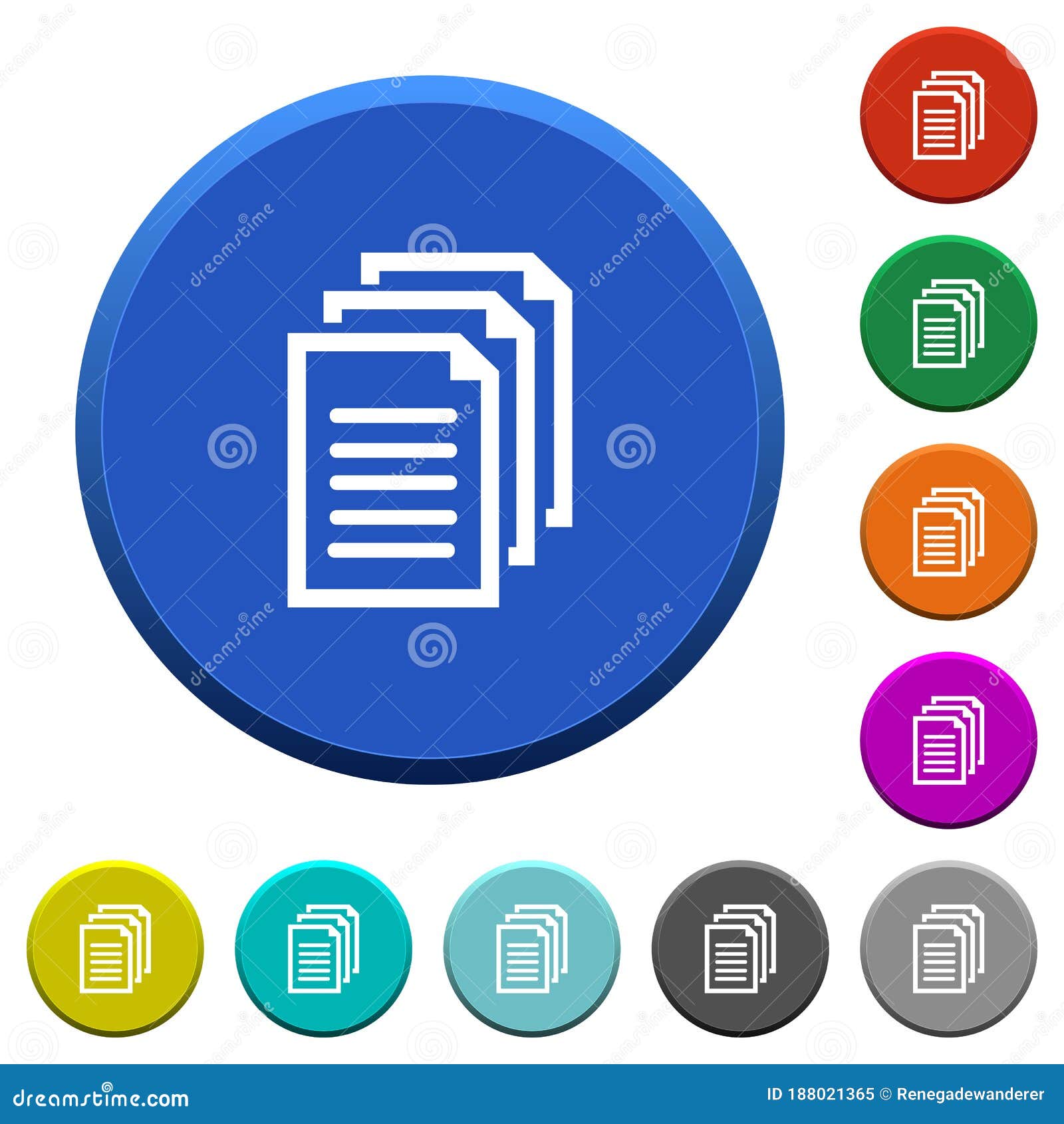 Documents beveled buttons stock vector. Illustration of blue - 188021365
