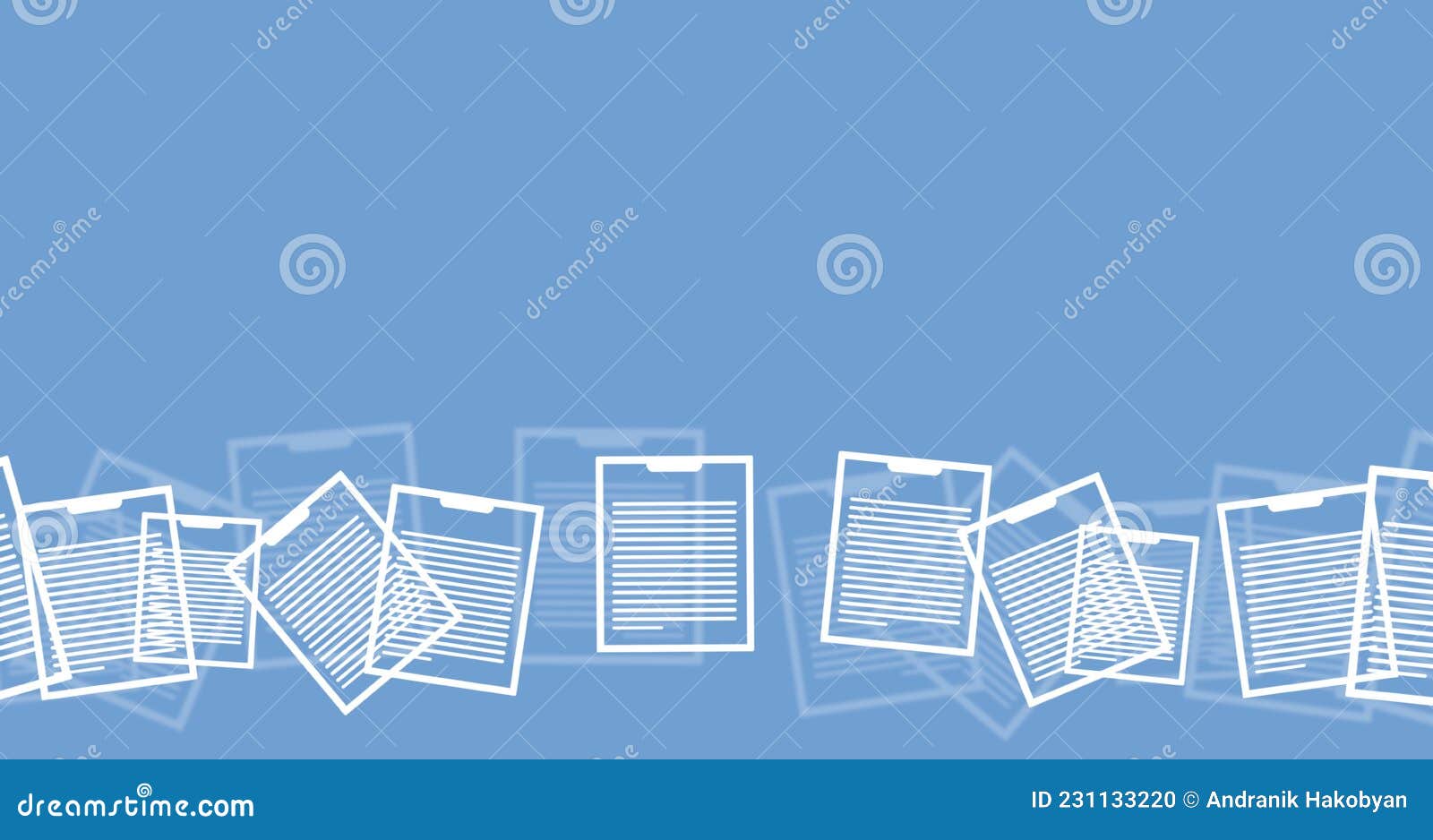 Documents on the Blue Background. Concept of Paperwork Stock ...