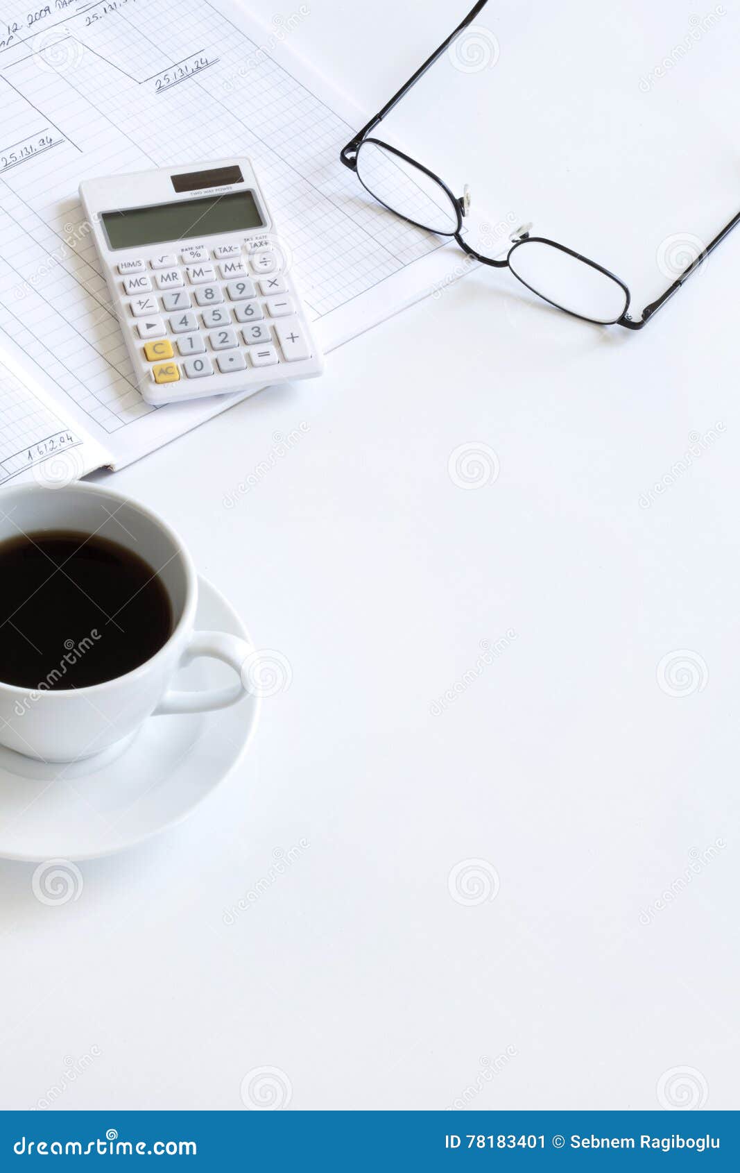 Documents and Calculating on White Background Stock Image - Image of ...