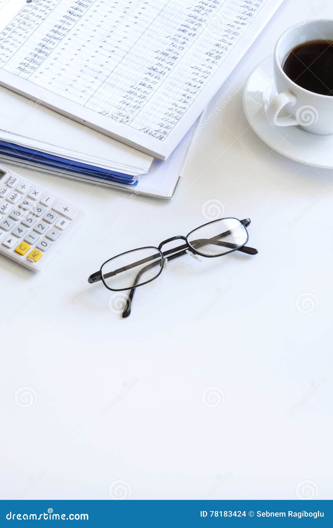 Documents and Calculating on White Background Stock Photo - Image of ...
