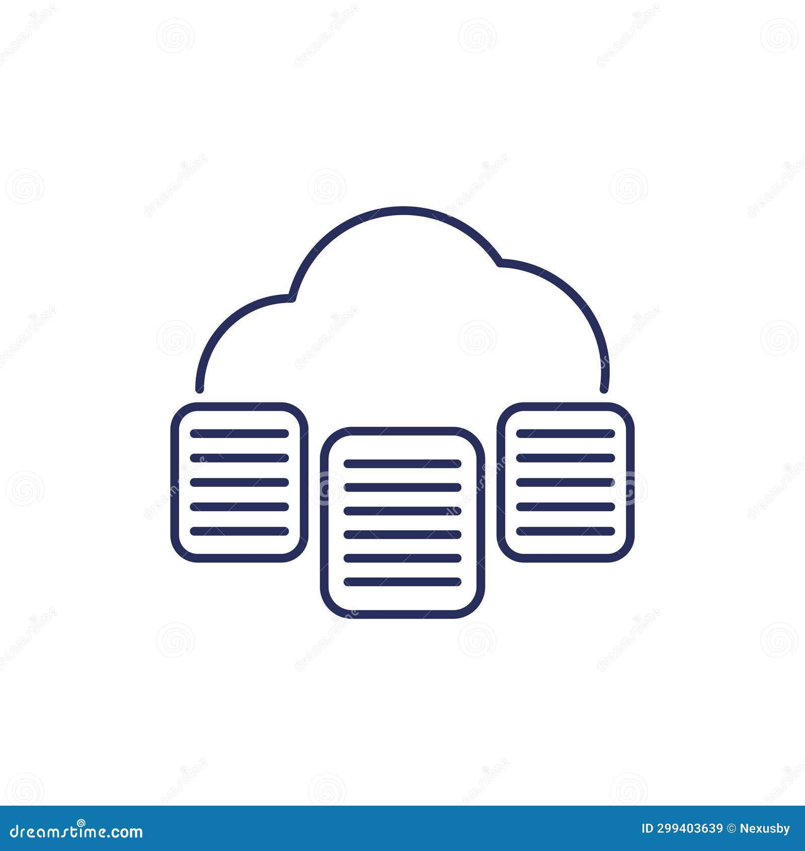 Documents in a Cloud Icon, Line Vector Stock Illustration - Illustration of storage, upload ...