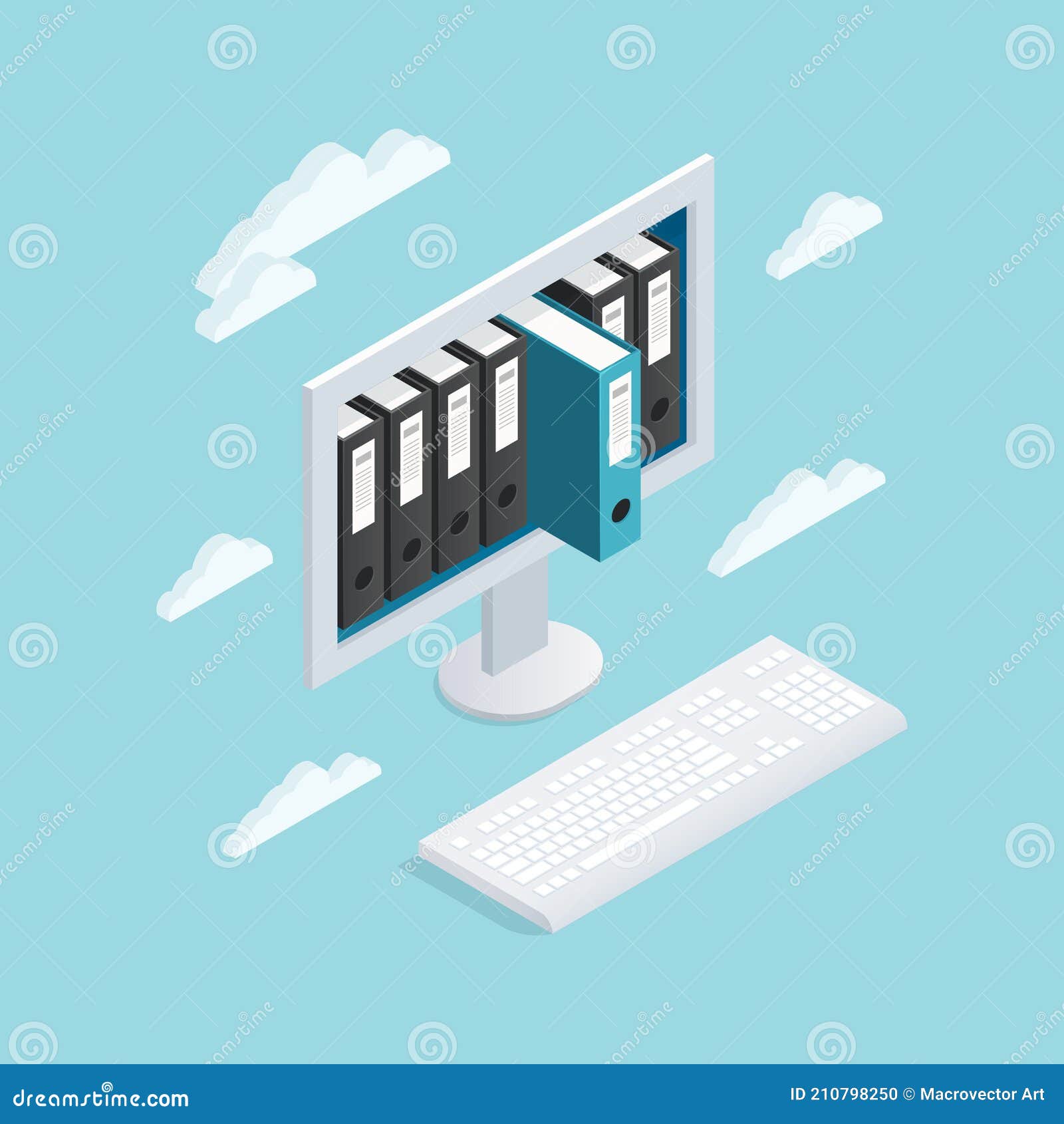 Documents Cloud Isometric Composition Stock Vector - Illustration of ...