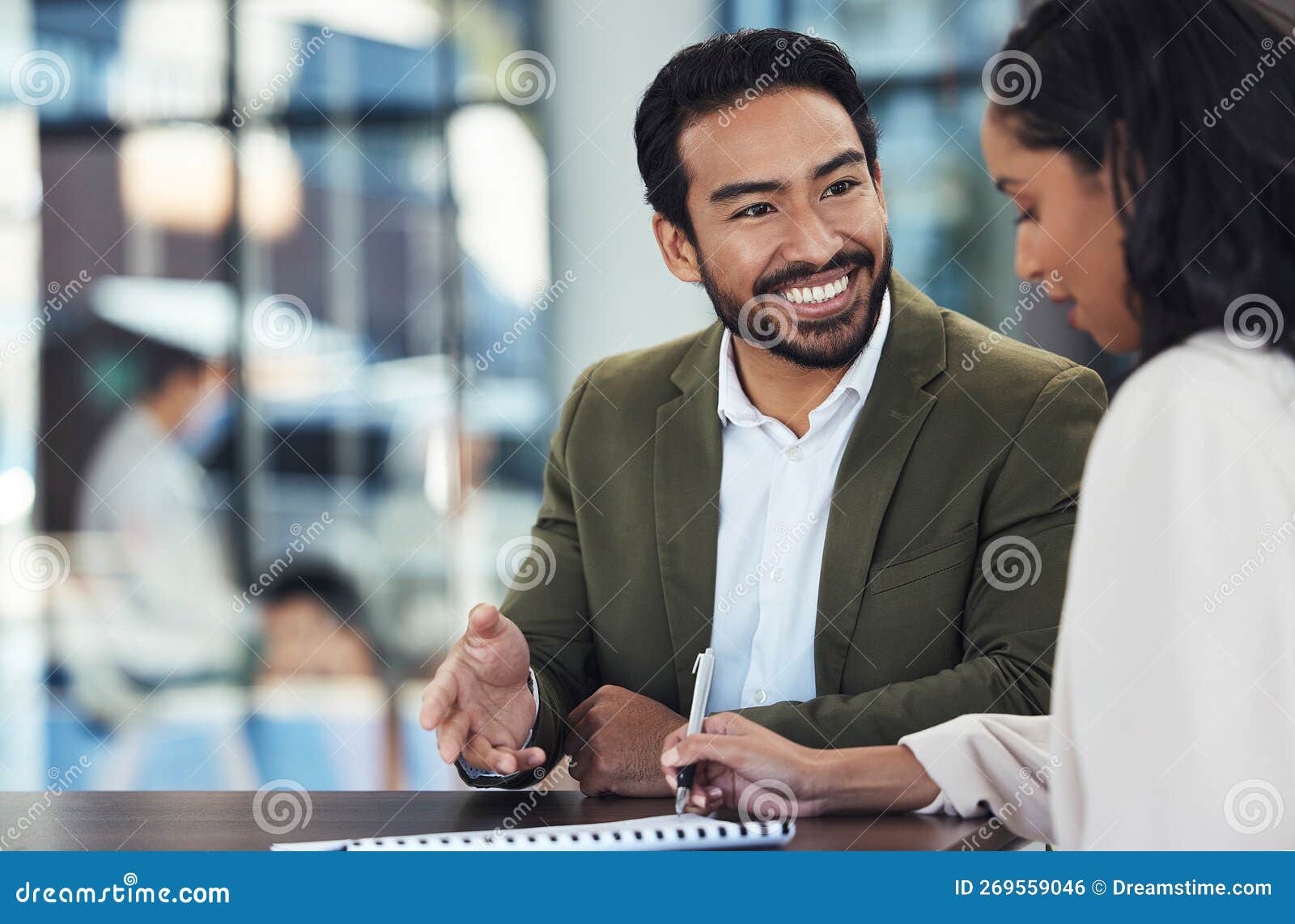 Documents, Coaching and Business People Writing in Office for Sales ...