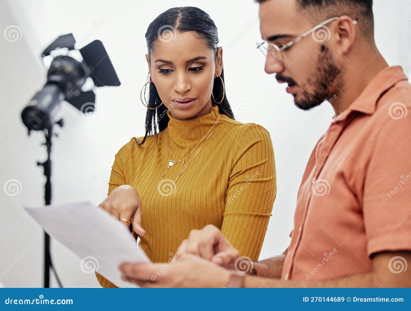 Documents, Collaboration or Planning with a Photographer and Model ...