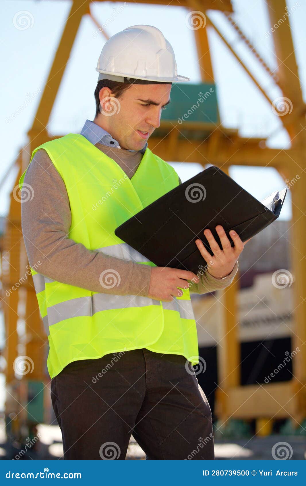 Documents, Construction Site and Man for Inspection, Reading Building ...