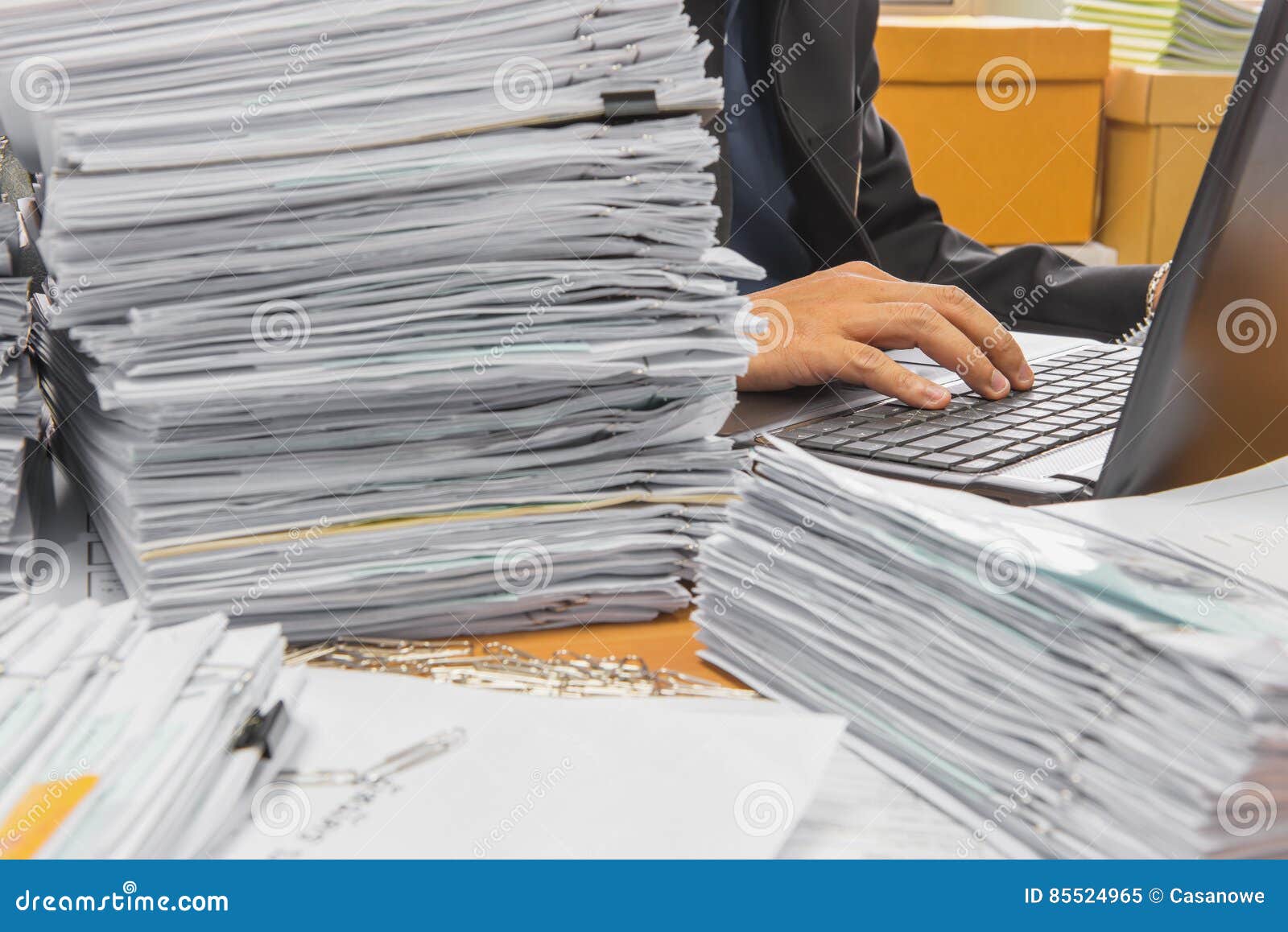 Documents on Desk Stack Up High Waiting To Be Managed Stock Image ...